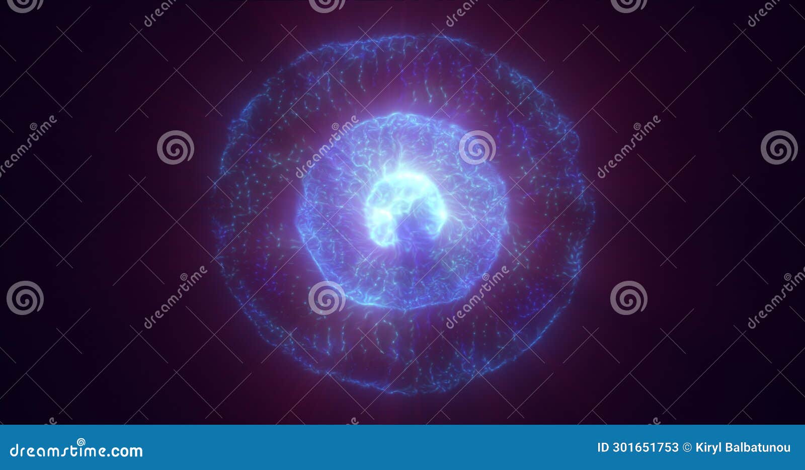Blue Energy Glowing Sphere Futuristic Atom from Electric Magic ...