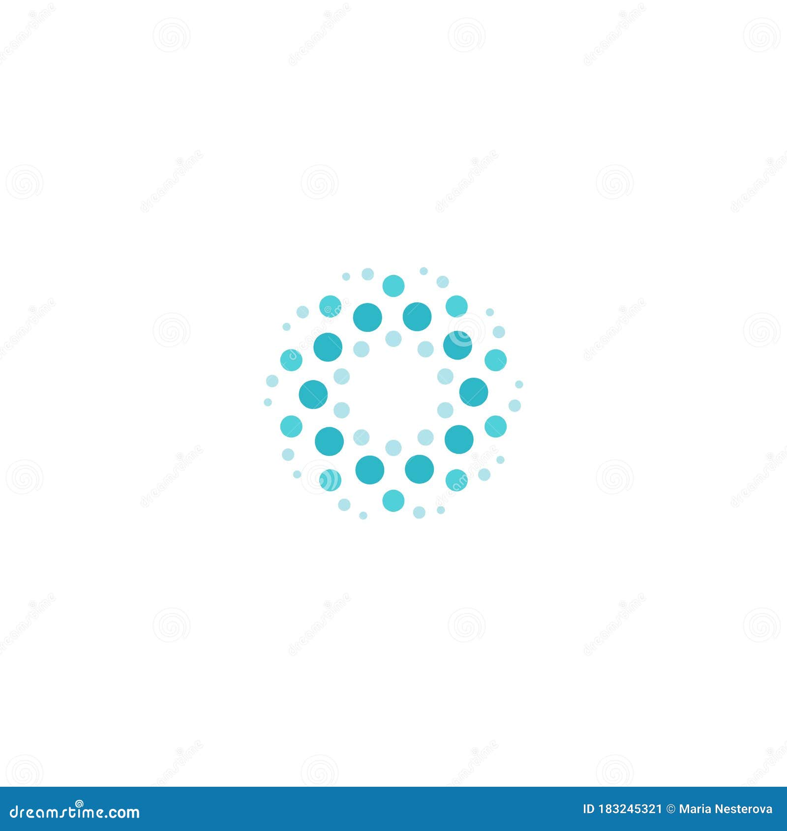 Blue Energy Round Logo Isolated on White. Circles and Dotes Abstract ...