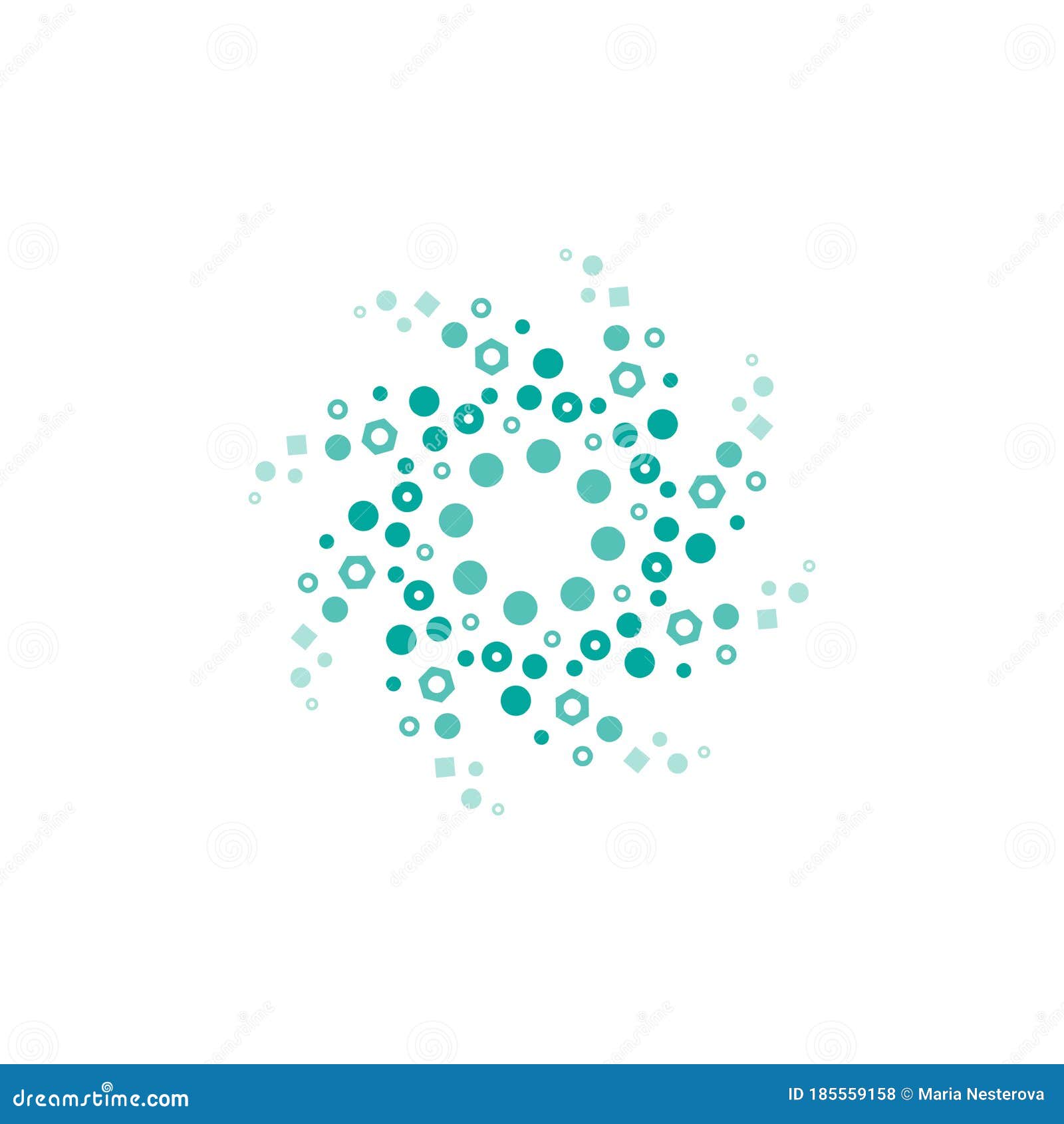 Blue Energy Round Logo Isolated on White. Circles and Dotes Abstract ...