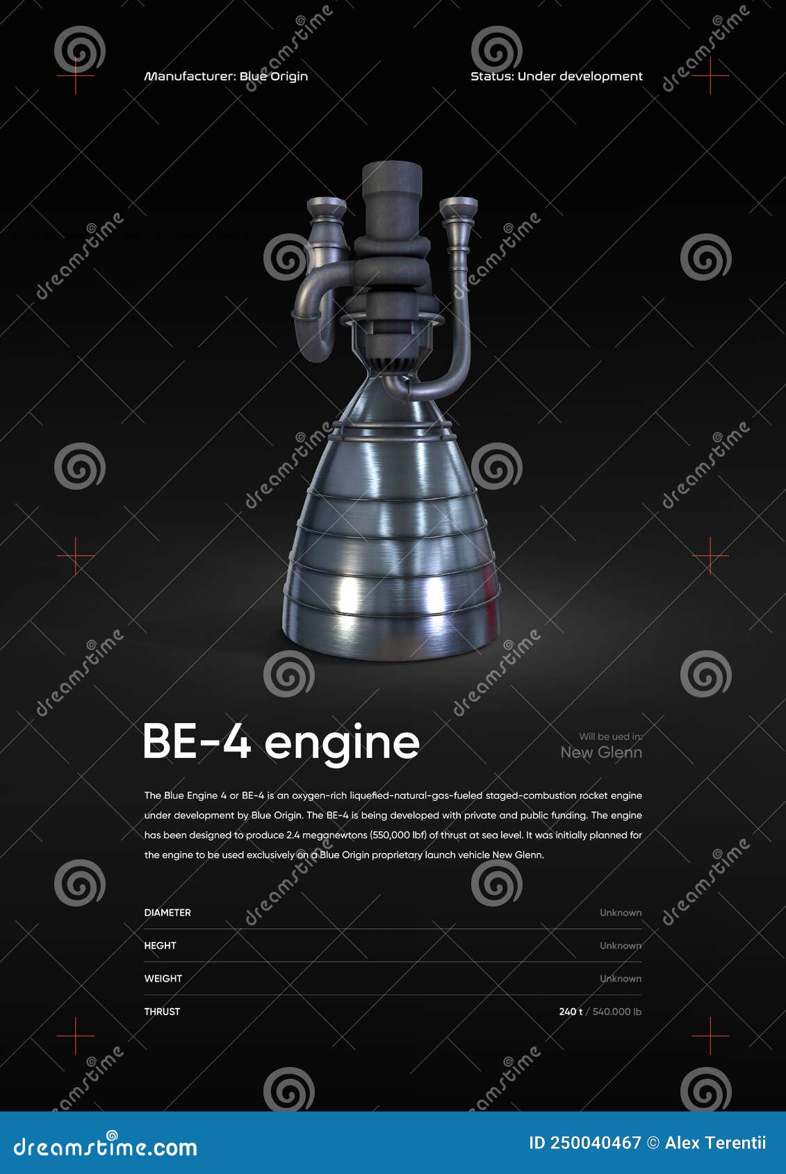 BE-4 Rocket Engine 3D Illustration Poster Stock Illustration ...