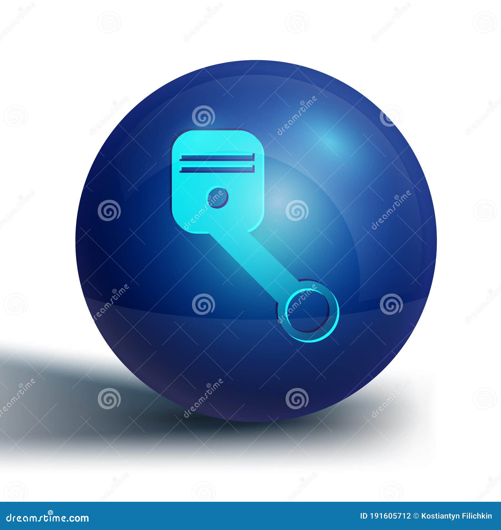 Blue Engine Piston Icon Isolated on White Background. Car Engine Piston ...