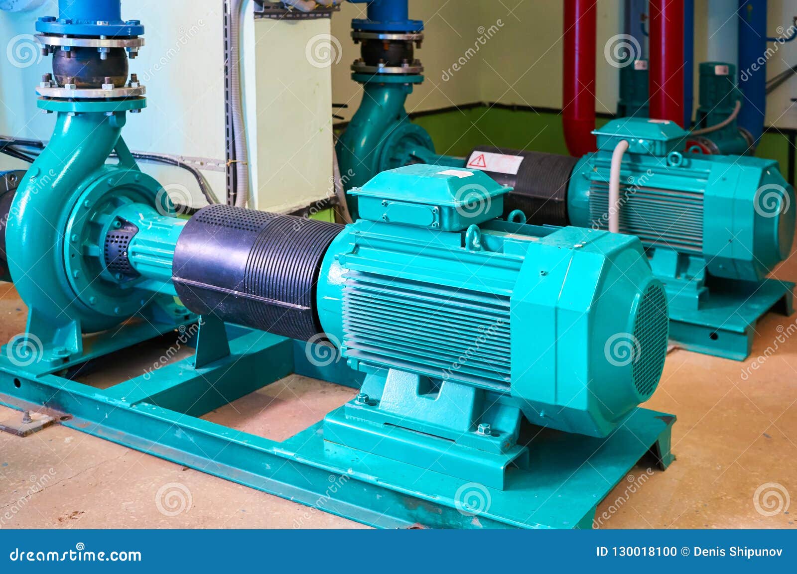 Blue Engine with a Pump Standing on a Metal Stand. Stock Photo - Image ...