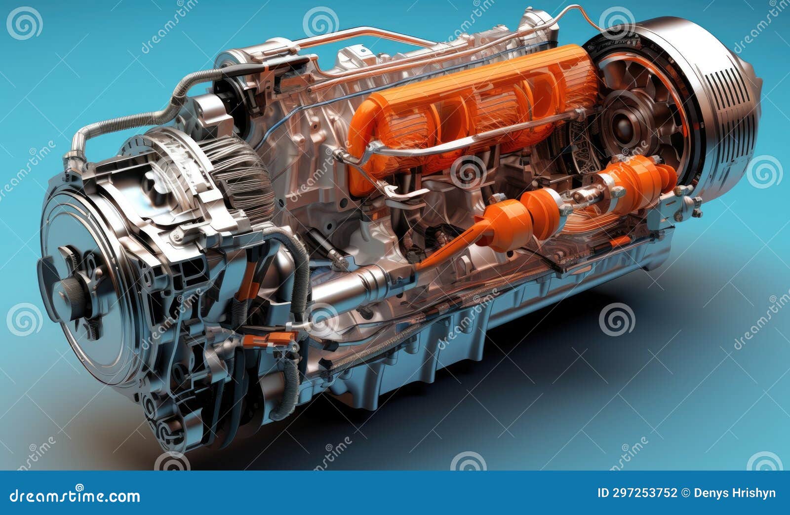 Blue Engine on a Vibrant Background Stock Illustration - Illustration ...