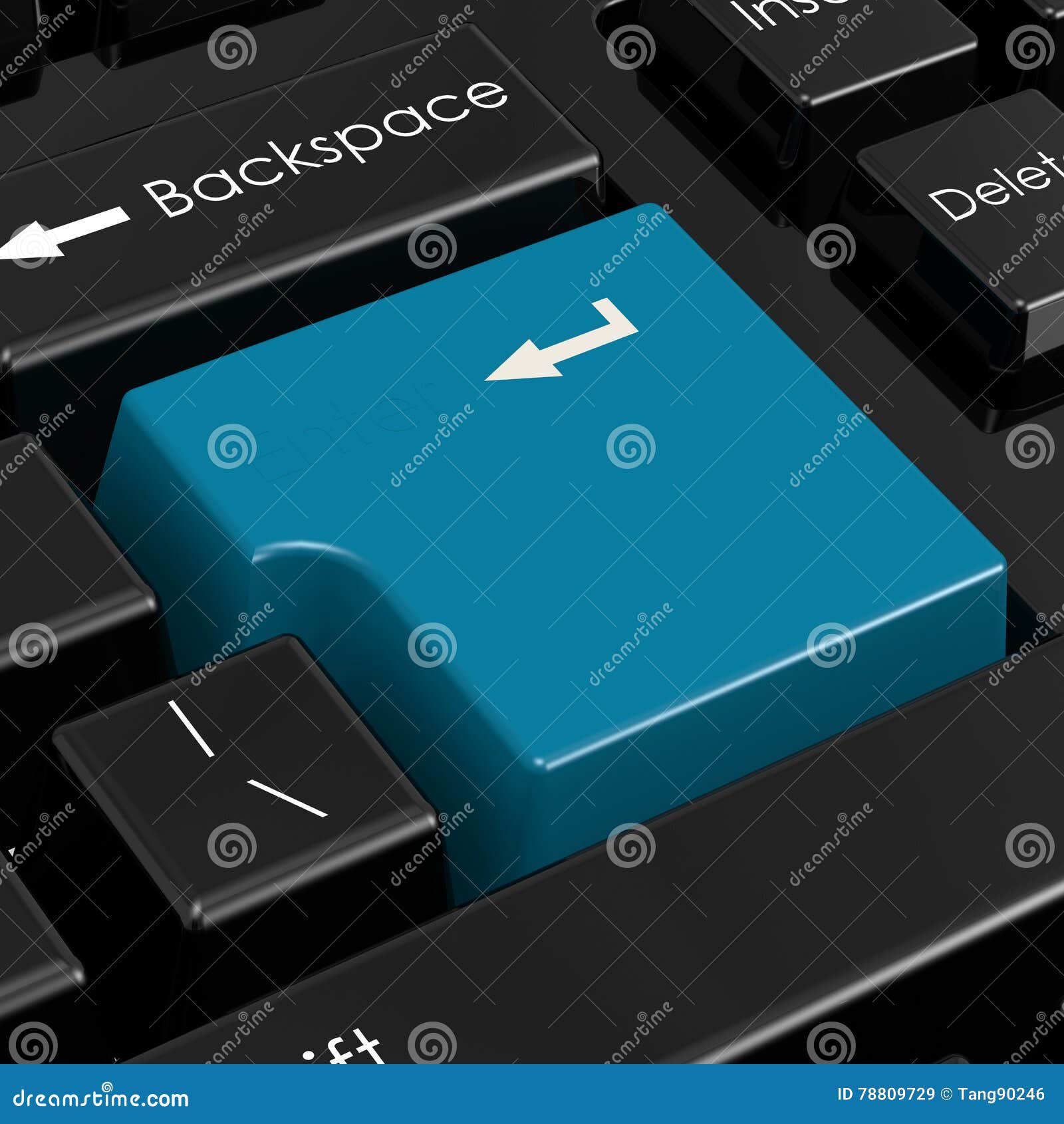 Blue Enter Button in Black Keyboard Stock Illustration - Illustration ...