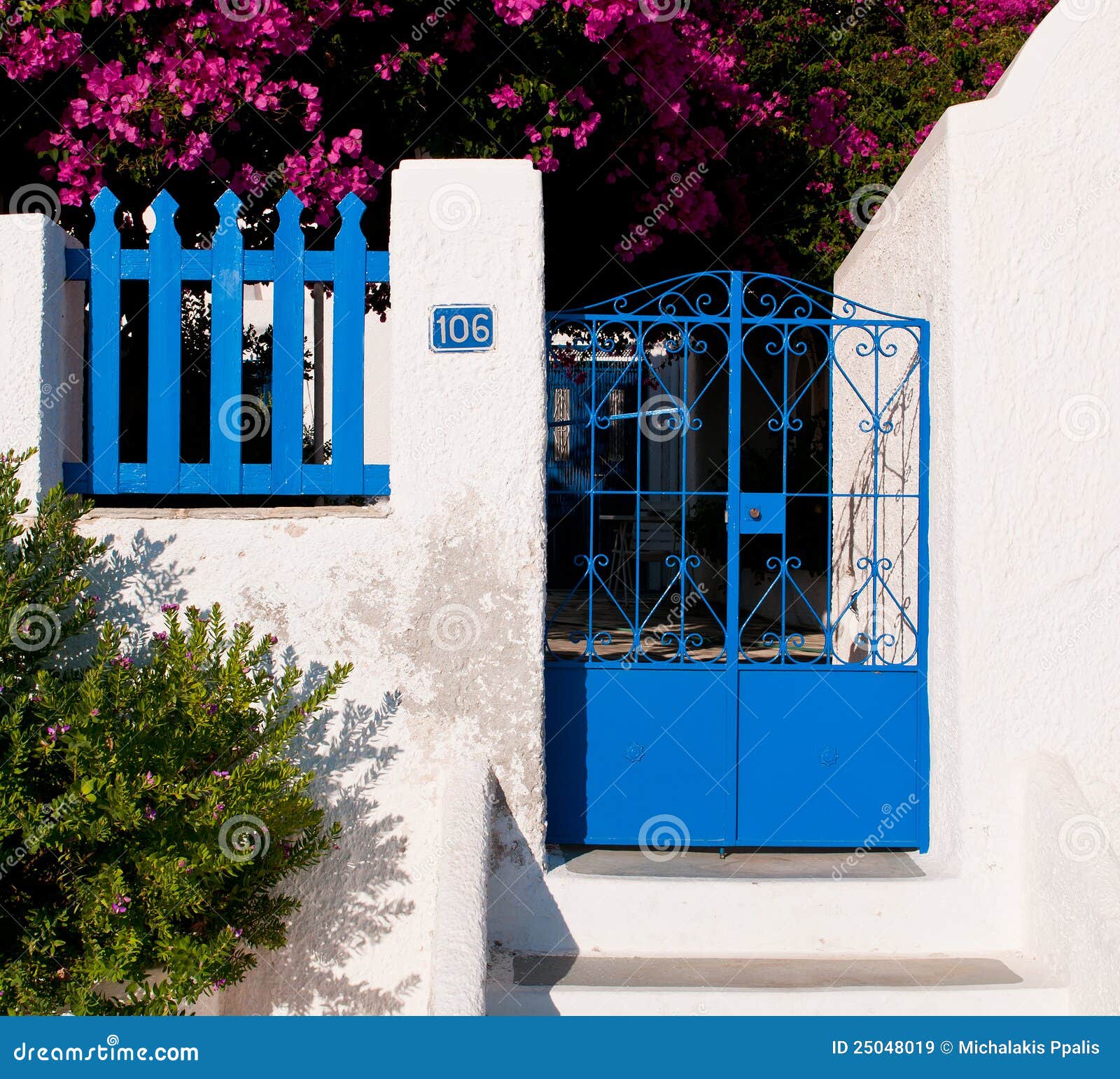 Blue entrance door stock image. Image of fence, door - 25048019