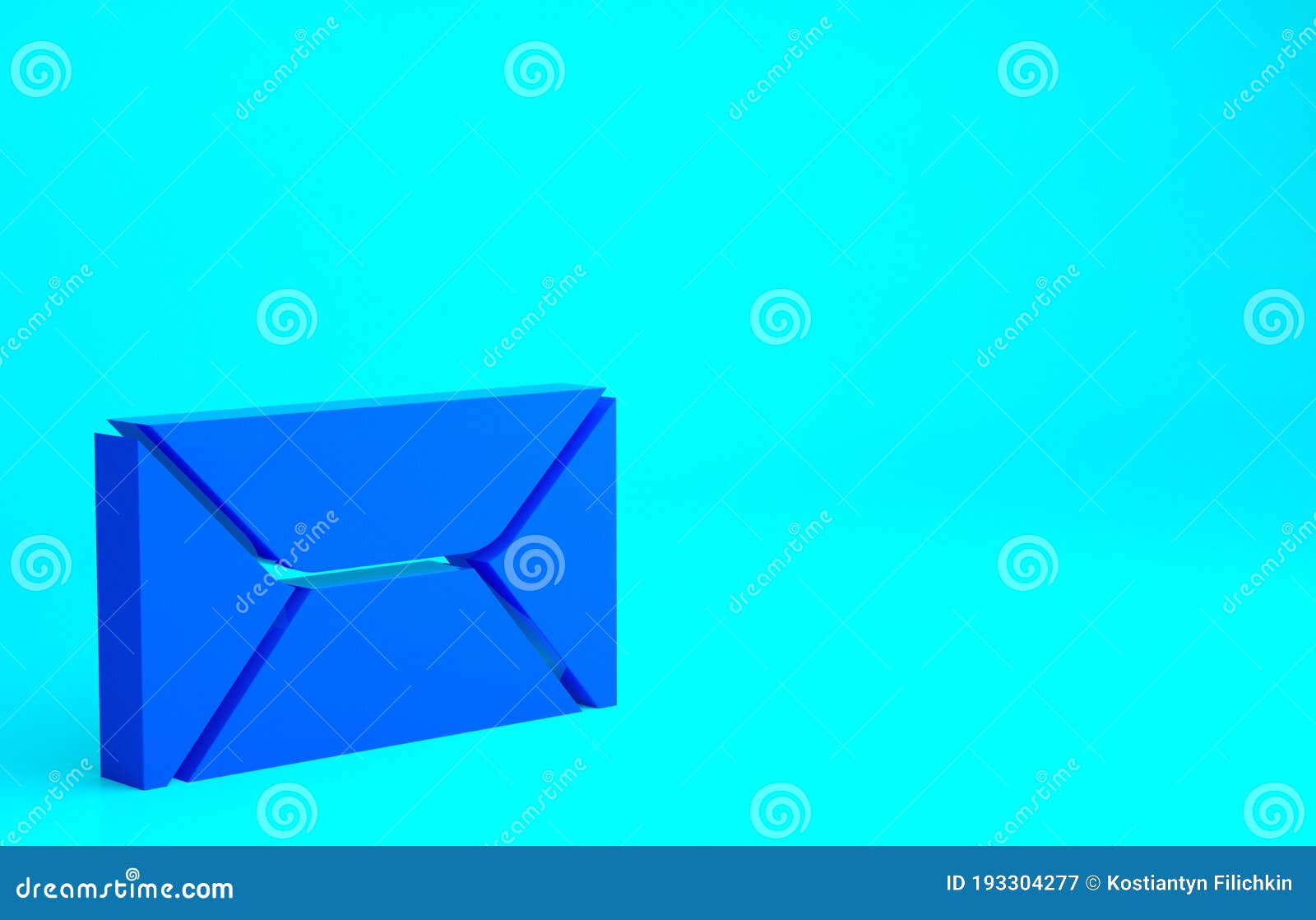 Blue Envelope Icon Isolated on Blue Background. Email Message Letter ...