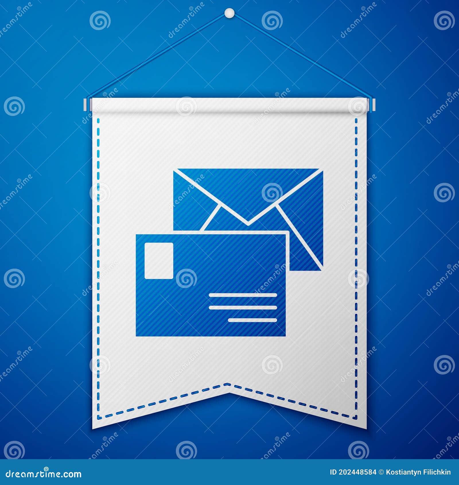 Blue Envelope Icon Isolated on Blue Background. Email Message Letter ...