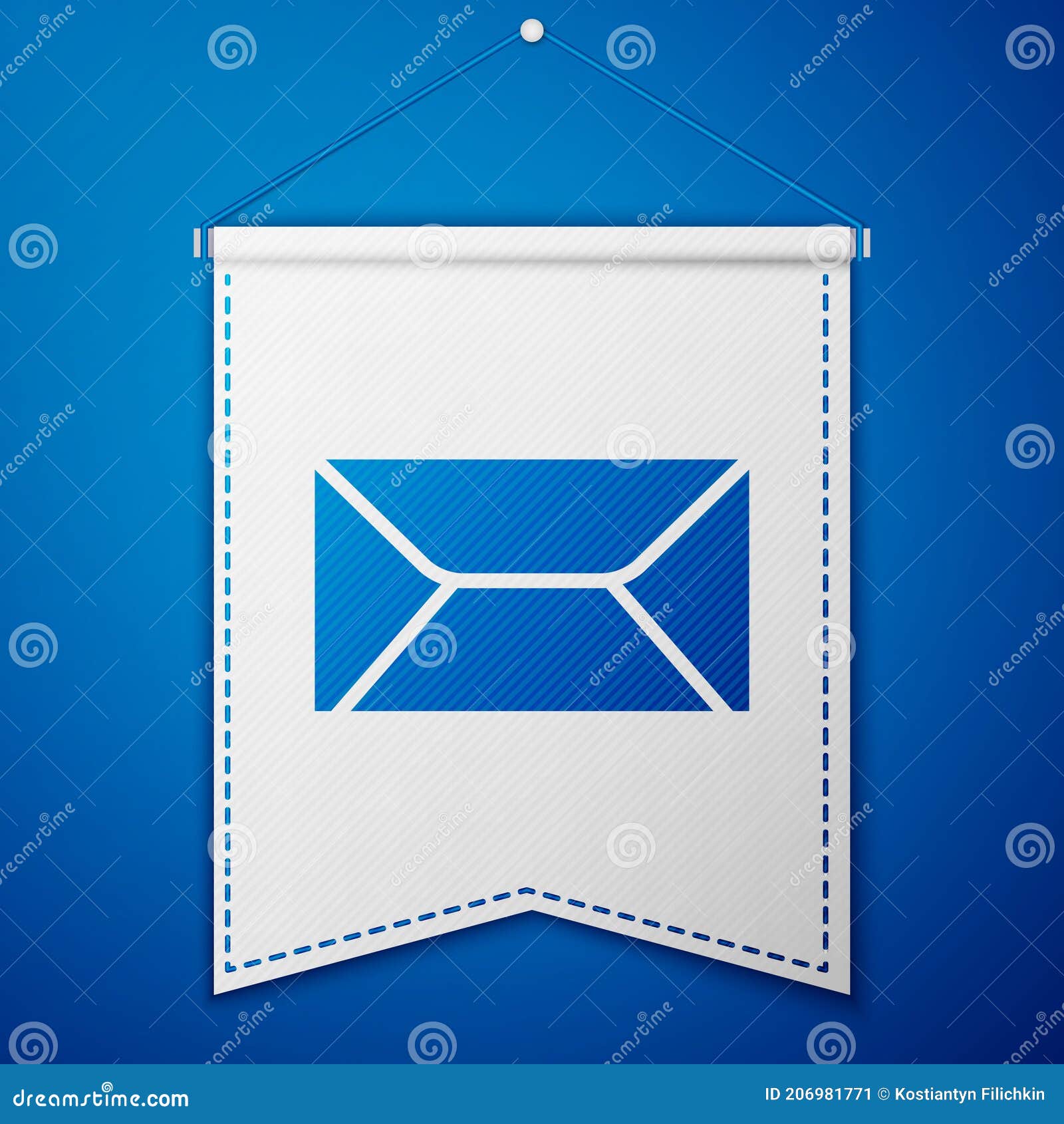 Blue Envelope Icon Isolated on Blue Background. Email Message Letter ...