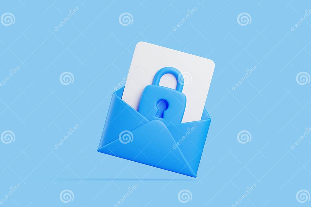 Blue Envelope with Lock Symbol for Security Stock Illustration ...