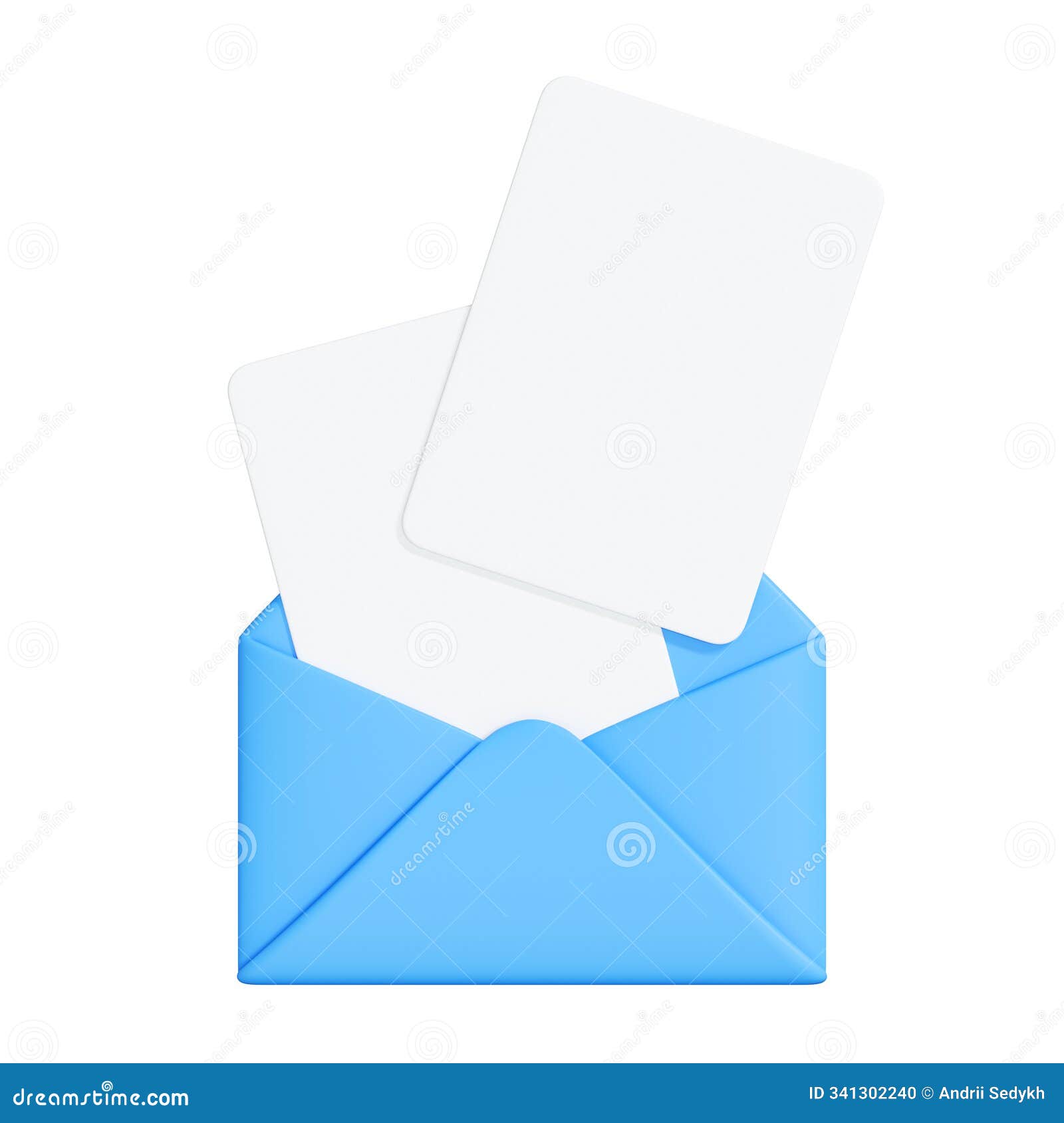 Blue Envelope with Two Blank Cards Inside Stock Illustration ...