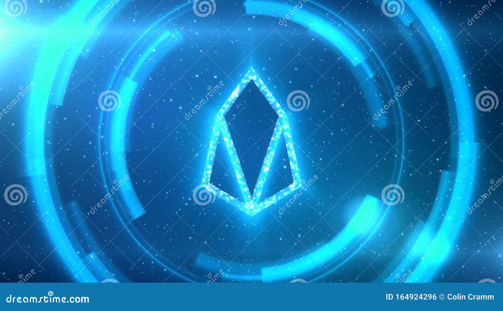 Blue EOS Symbol on Space Background with HUD Elements Stock ...