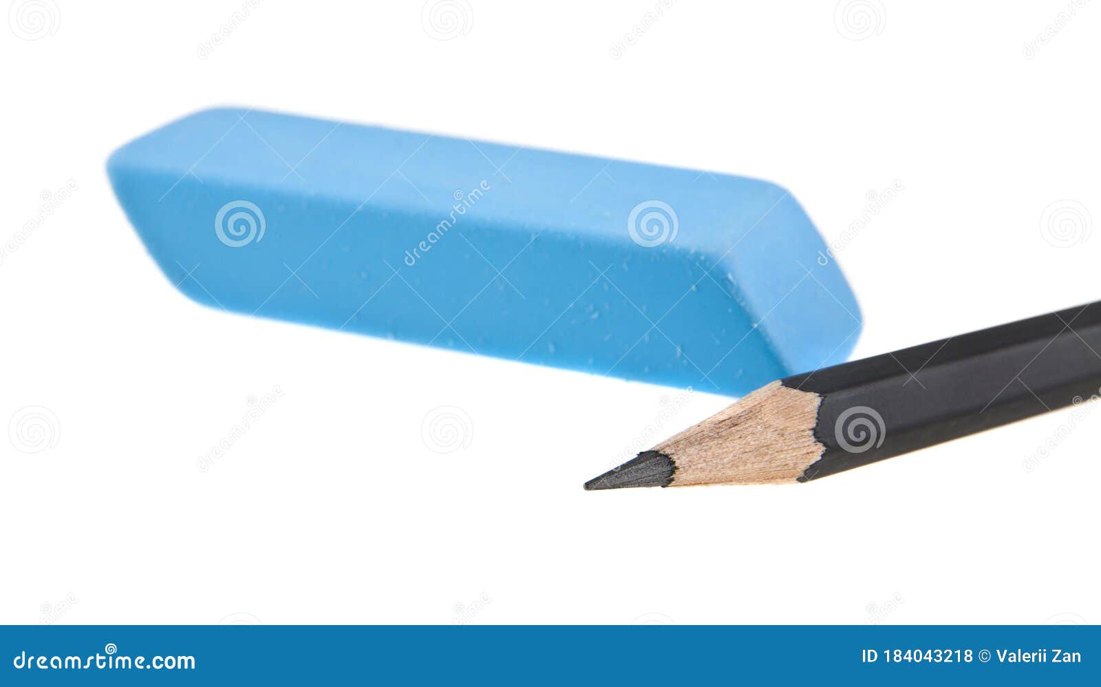 Blue Eraser On A White Background. Line Drawn In Pencil. Eraser Erases ...