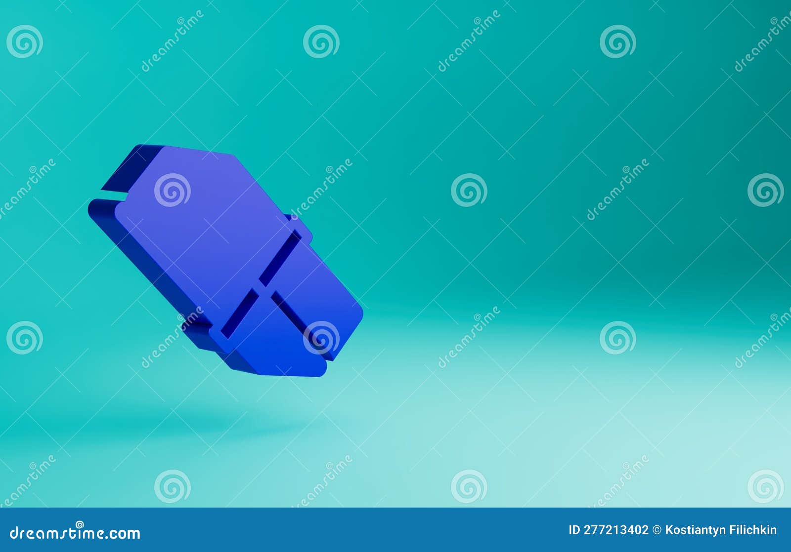 Blue Eraser or Rubber Icon Isolated on Blue Background. Minimalism ...