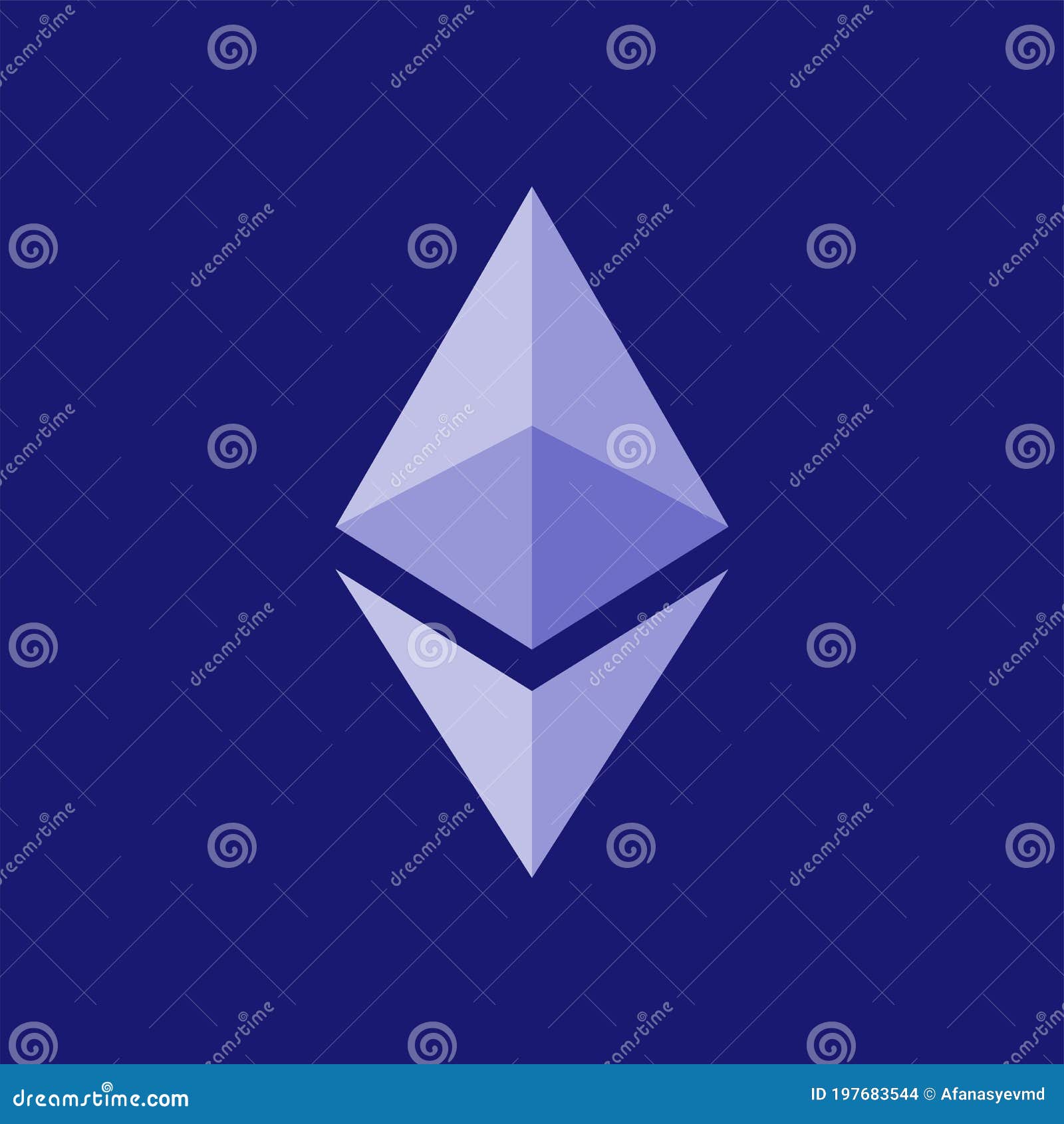 Blue Ethereum Icon, Logo. Digital Cryptocurrency Emblem. Decentralized ...