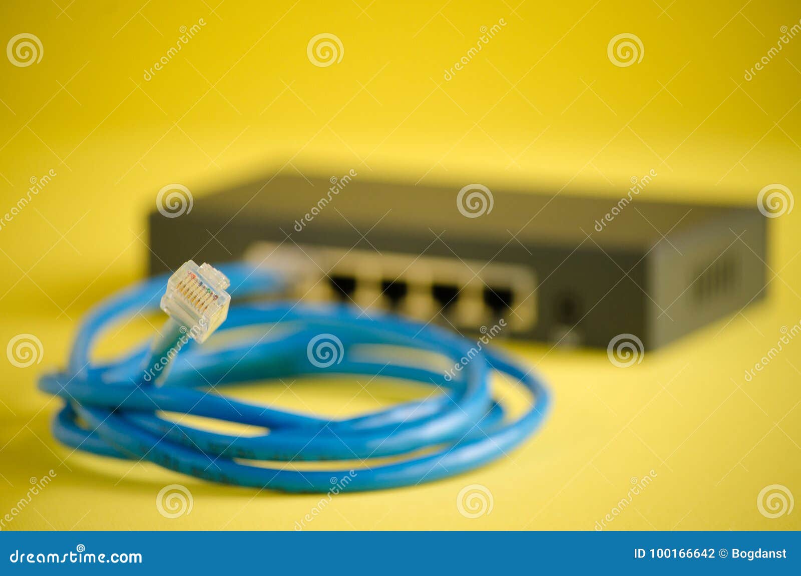 Internet Cable and Router, in Vivid Colors Stock Photo - Image of cord ...