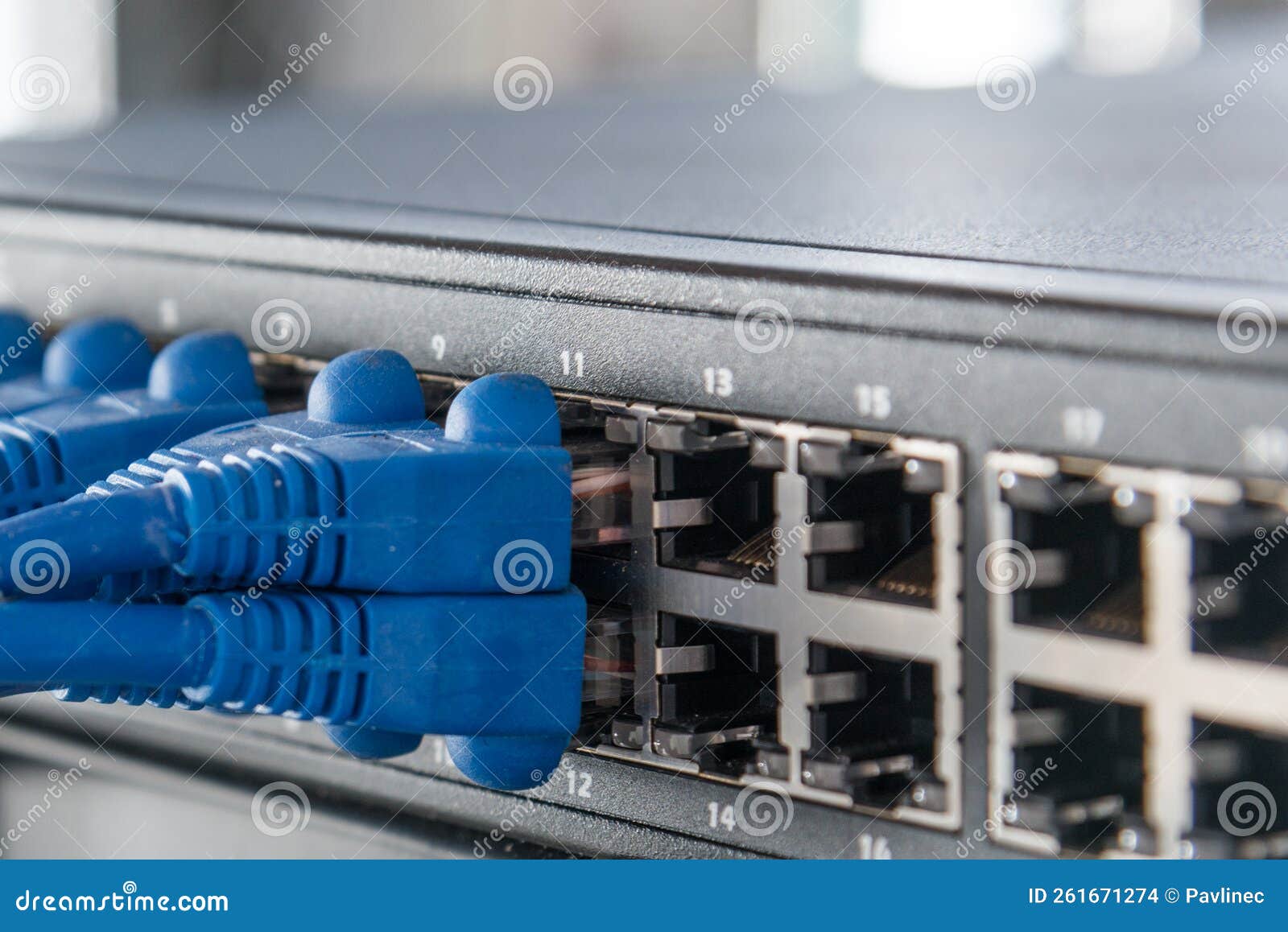Blue Ethernet Cables Connected To Switch Stock Photo - Image of link ...