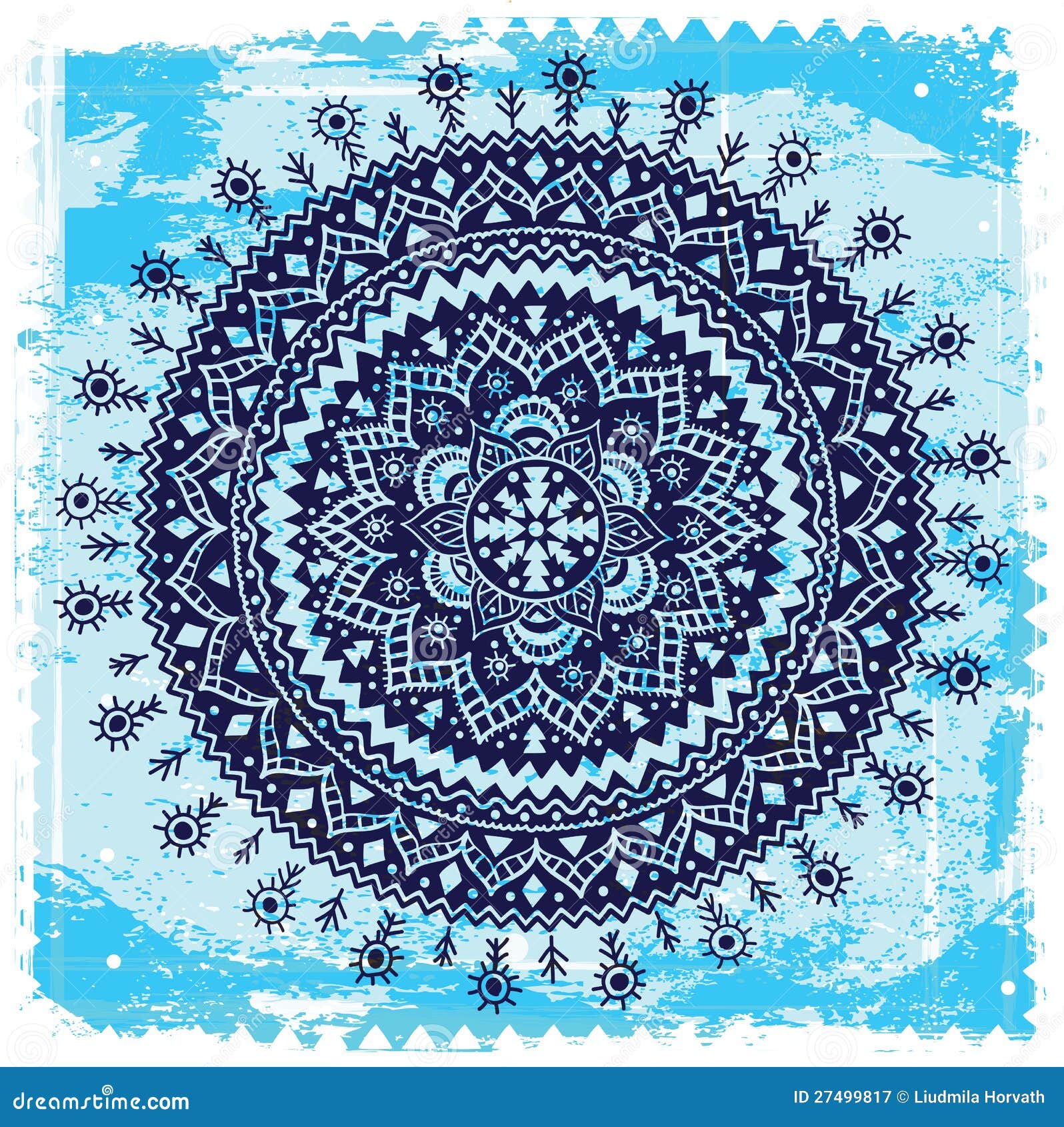 Blue Ethnic ornament stock vector. Illustration of curve - 27499817
