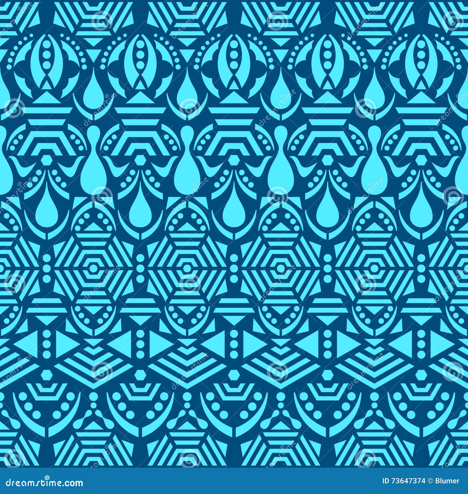 Blue Ethnic Tribal Seamless Pattern Stock Vector - Illustration of ...