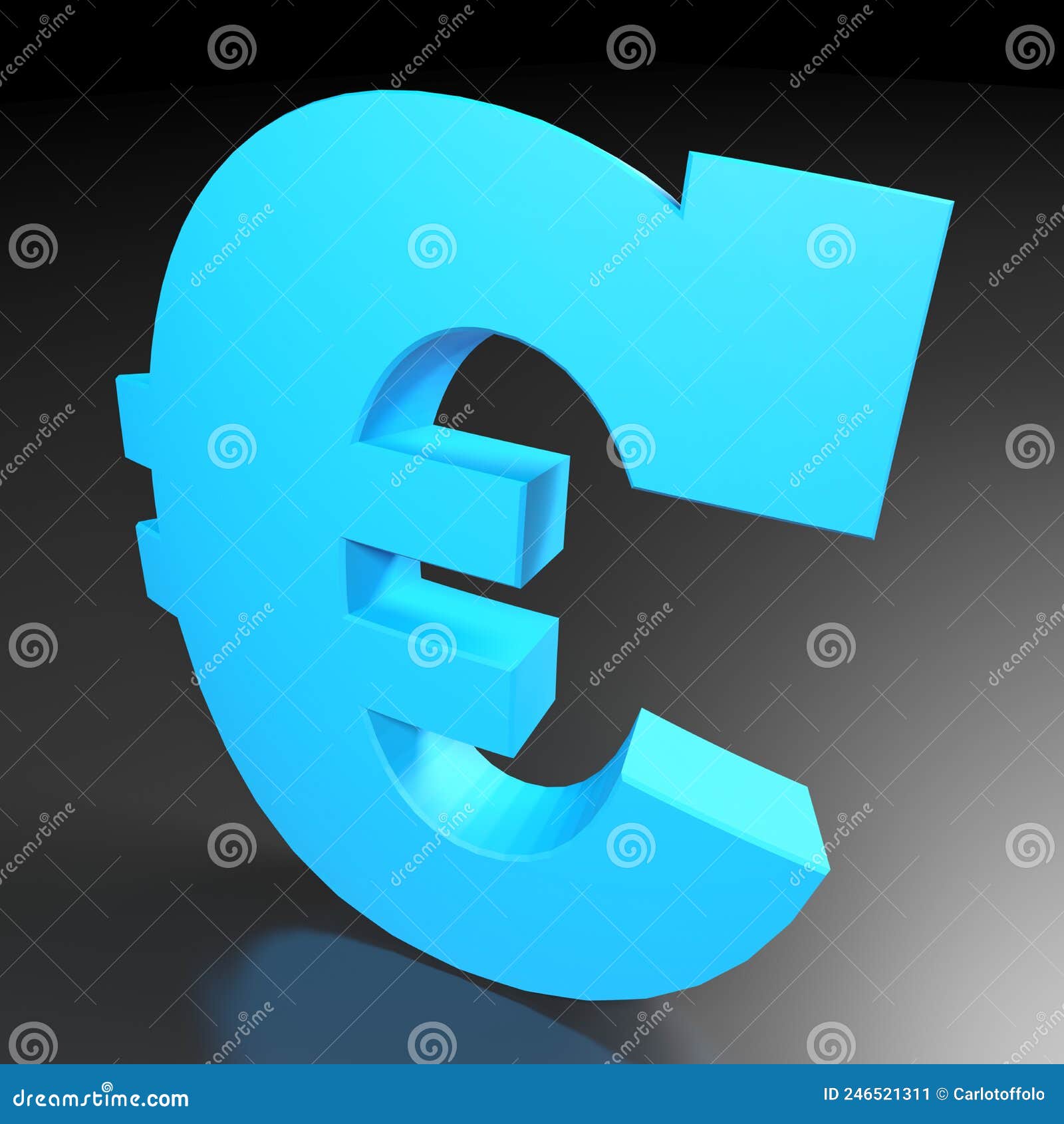 Blue Euro Symbol Isolated on Blcak Background - 3D Rendering ...
