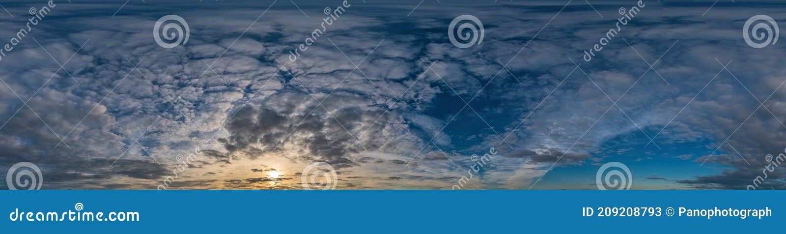 Blue Evening Sky Seamless Spherical Equirectangular Panorama 360-degree ...