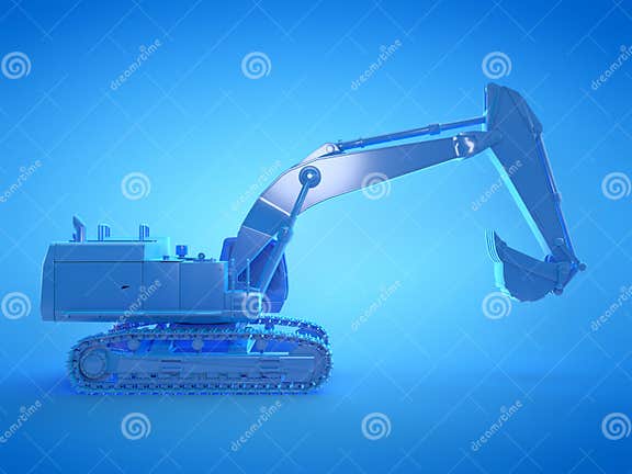 A blue excavator stock illustration. Illustration of industry - 165077362