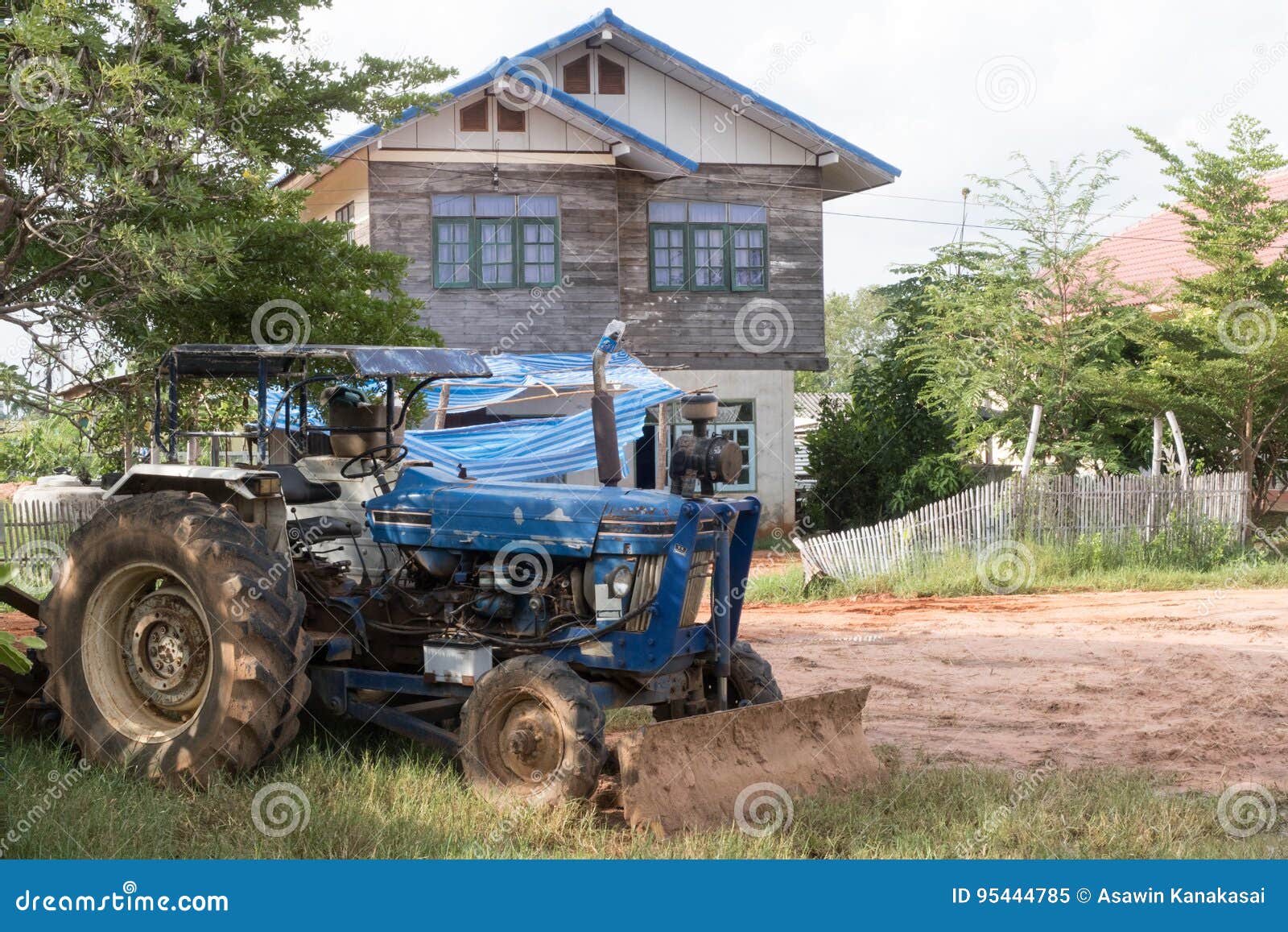 Blue excavator stock image. Image of construction, heavy - 95444785