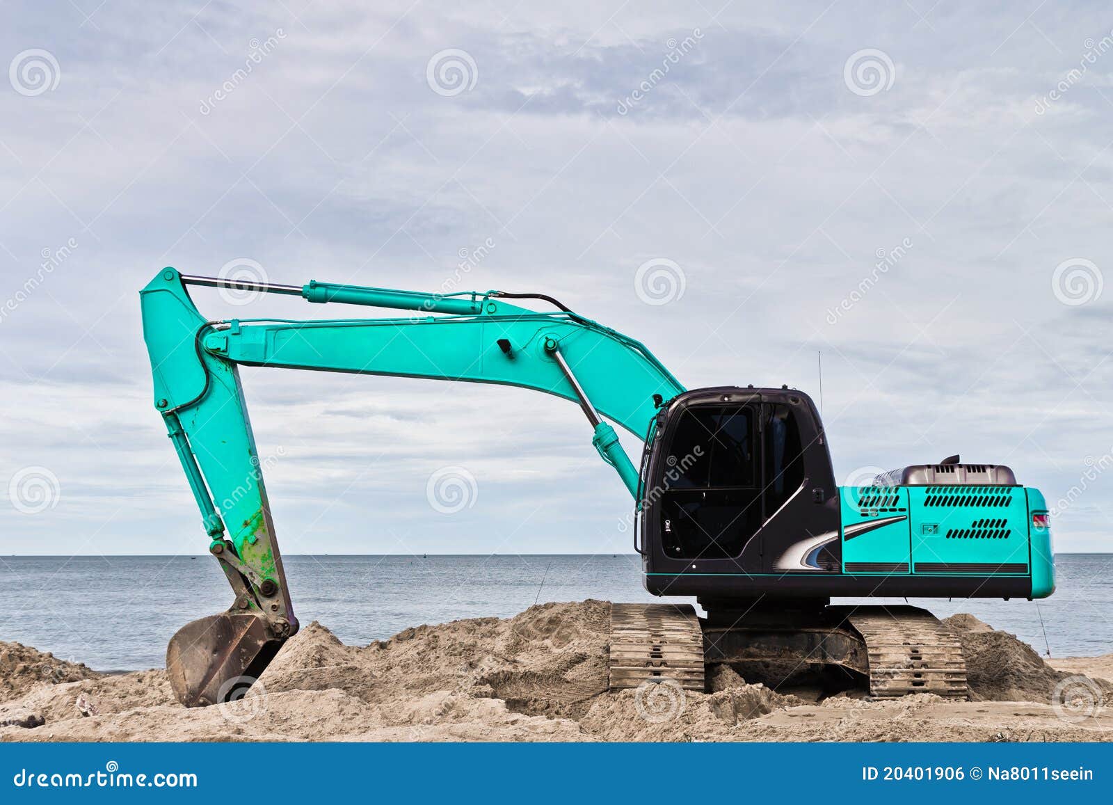 Blue Excavators Are Working. Stock Photo - Image of transport, drag ...