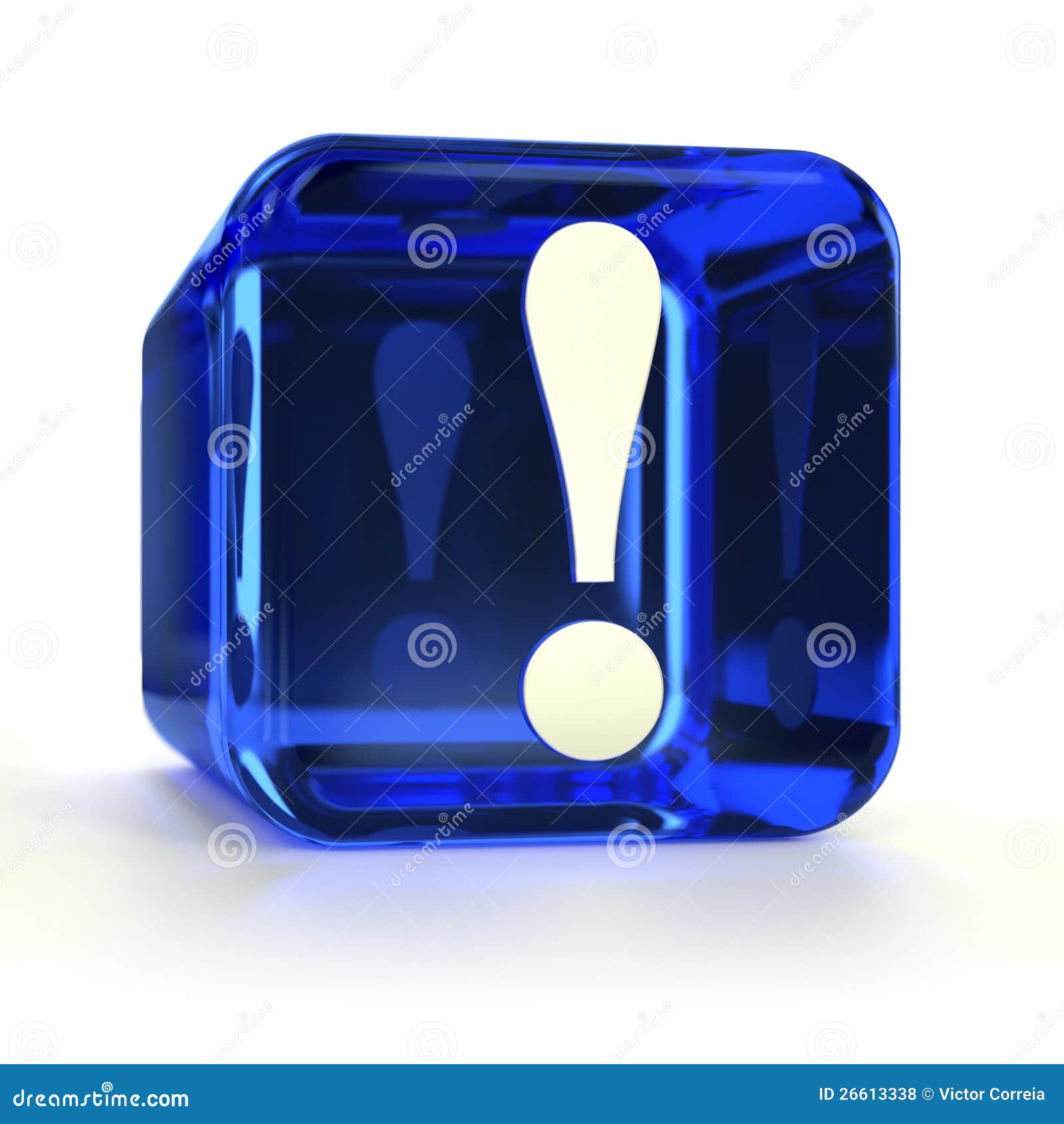 Blue Exclamation Mark Icon stock illustration. Illustration of render ...
