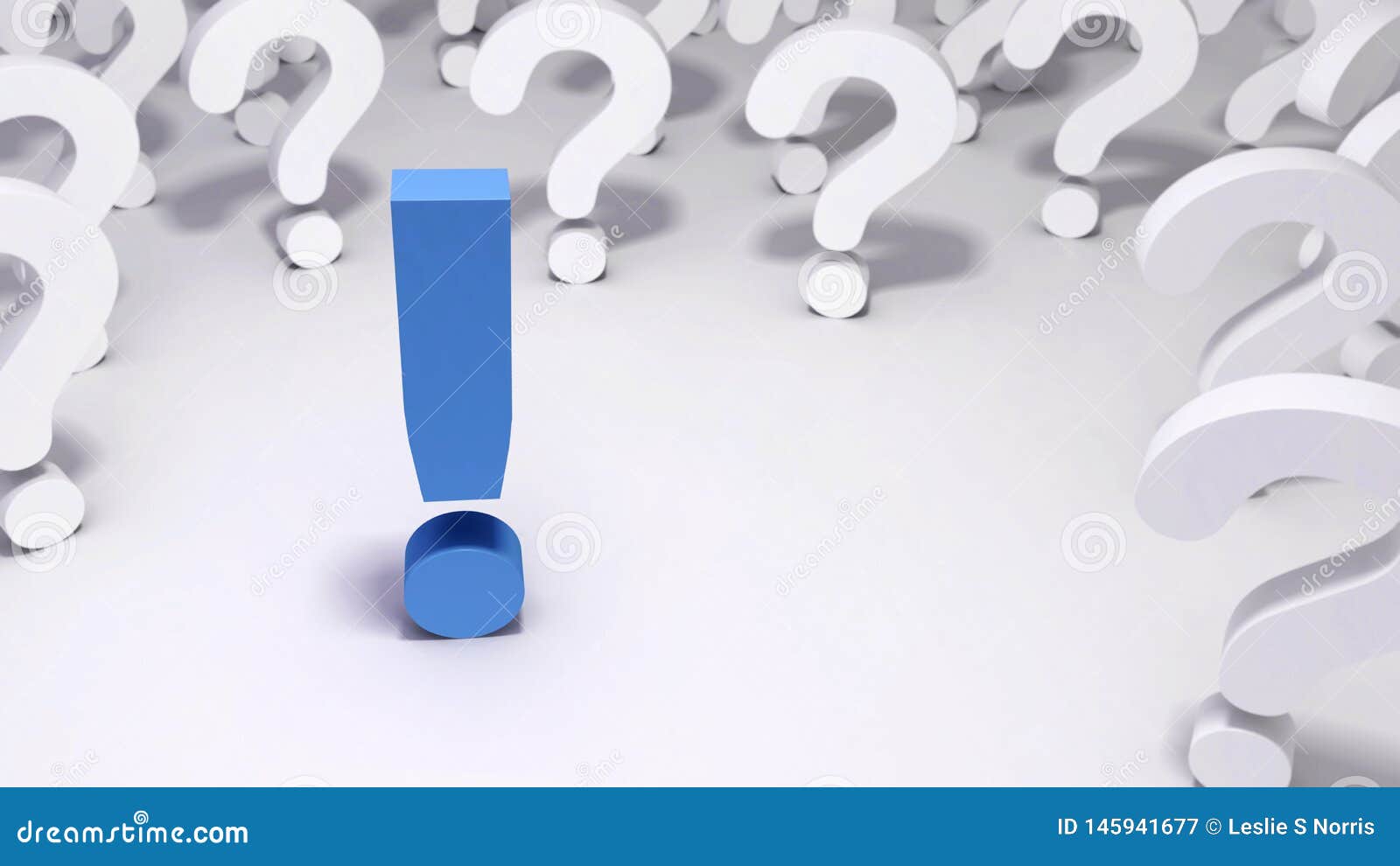 Blue Exclamation Mark Surrounded by White Question Marks Stock ...
