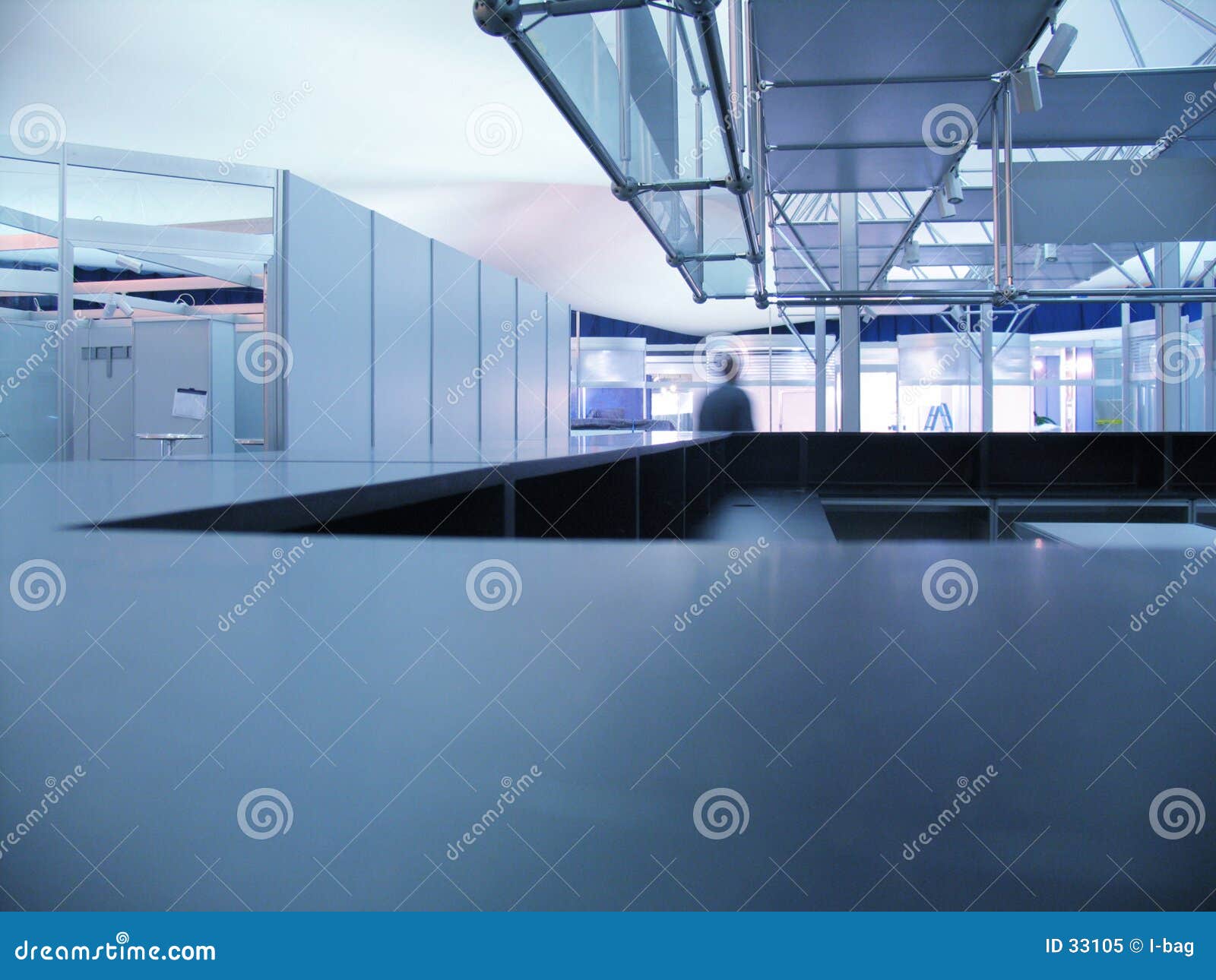 Blue exhibition info desk stock image. Image of room, info - 33105