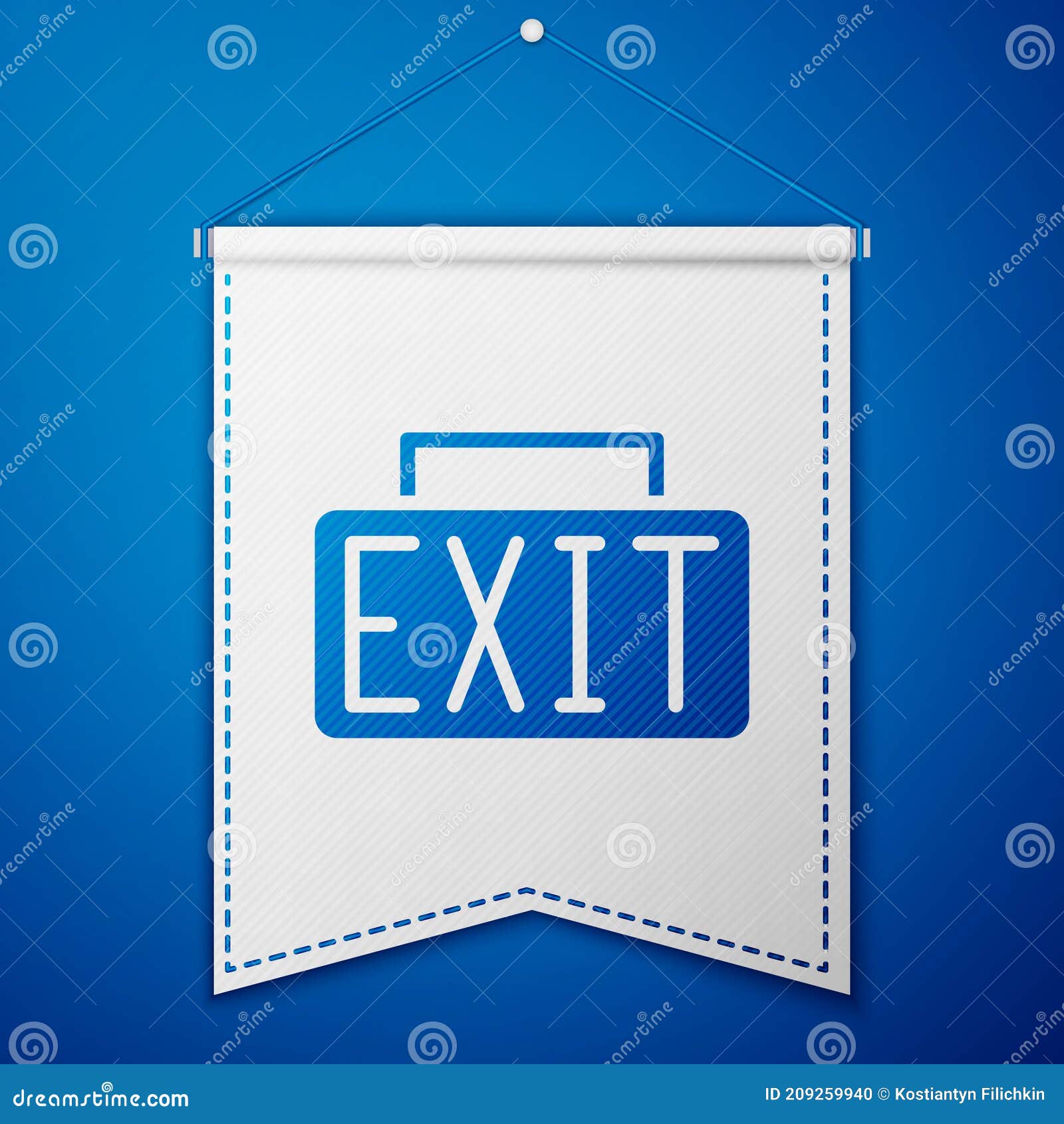 Blue Exit Icon Isolated on Blue Background. Fire Emergency Icon. White ...