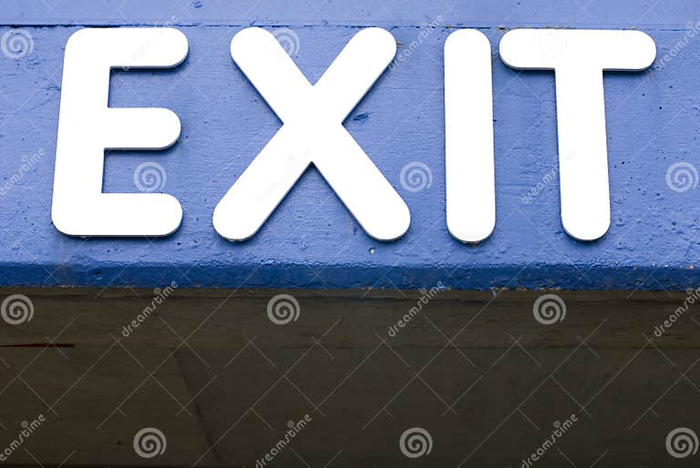 Blue Exit sign stock photo. Image of figure, symbol, building - 6330342