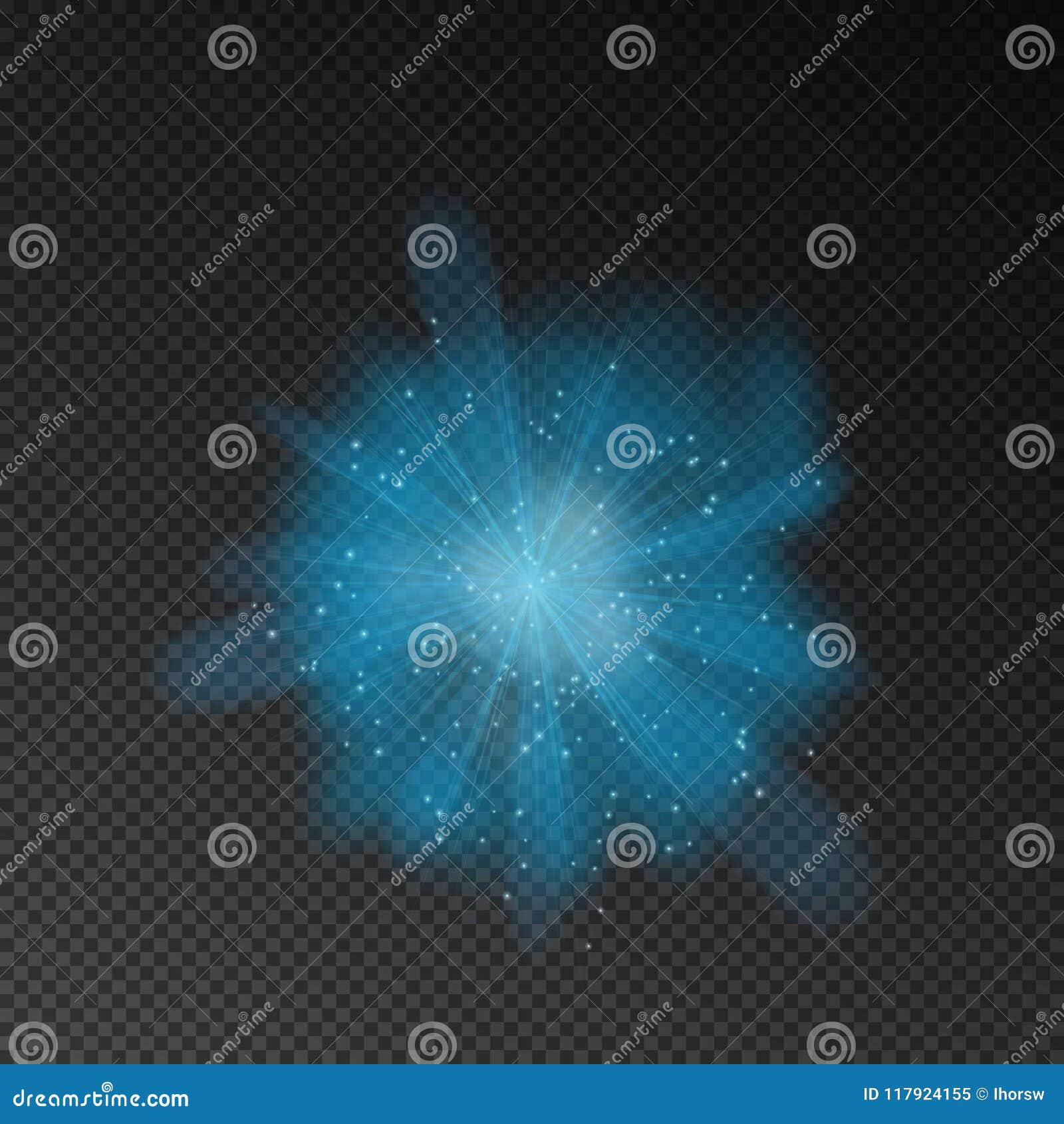 Blue Explode Effect. Glowing Transparent Light Glitter Effect Isolated ...