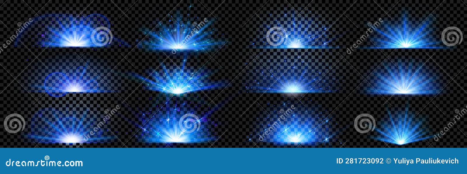 Blue Explode Glow Shine, Sun Ray Burst Effect Stock Vector ...