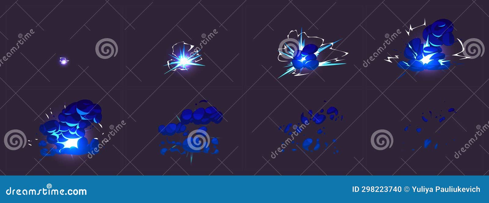 Blue Explosion Animation Sprite Sheet Illustrazione Vettoriale ...