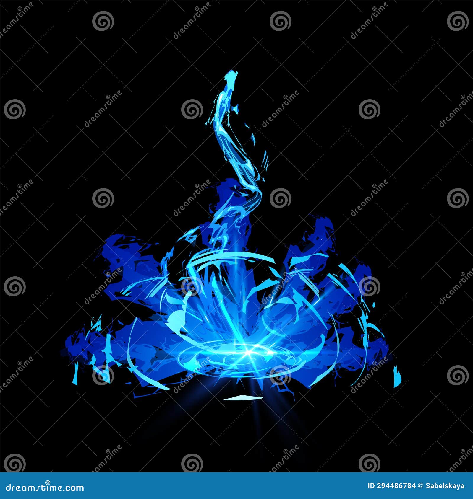 Blue Explosion, Ice Flame, Lighting Game Effect, Isolated Vector Stock ...