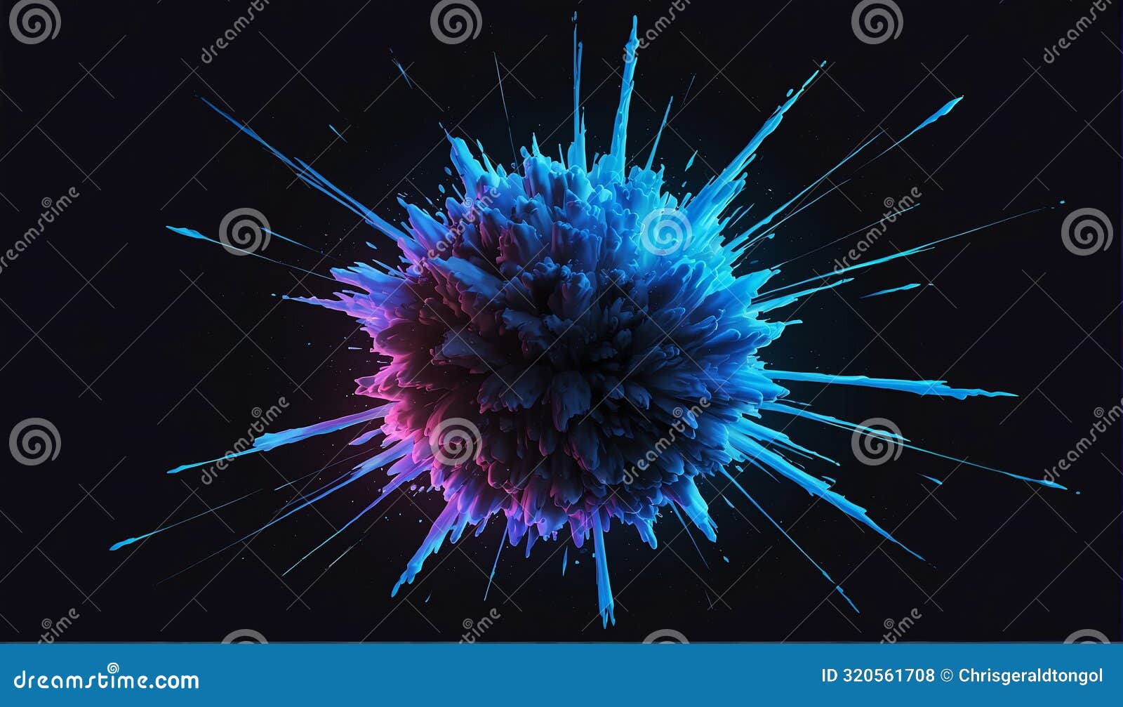 Blue Explosion Impact Effect on Plain Black Ai Generated Stock ...