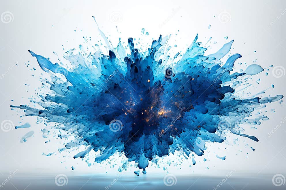 Blue Explosion Light White Background. Stock Image - Image of fireball ...