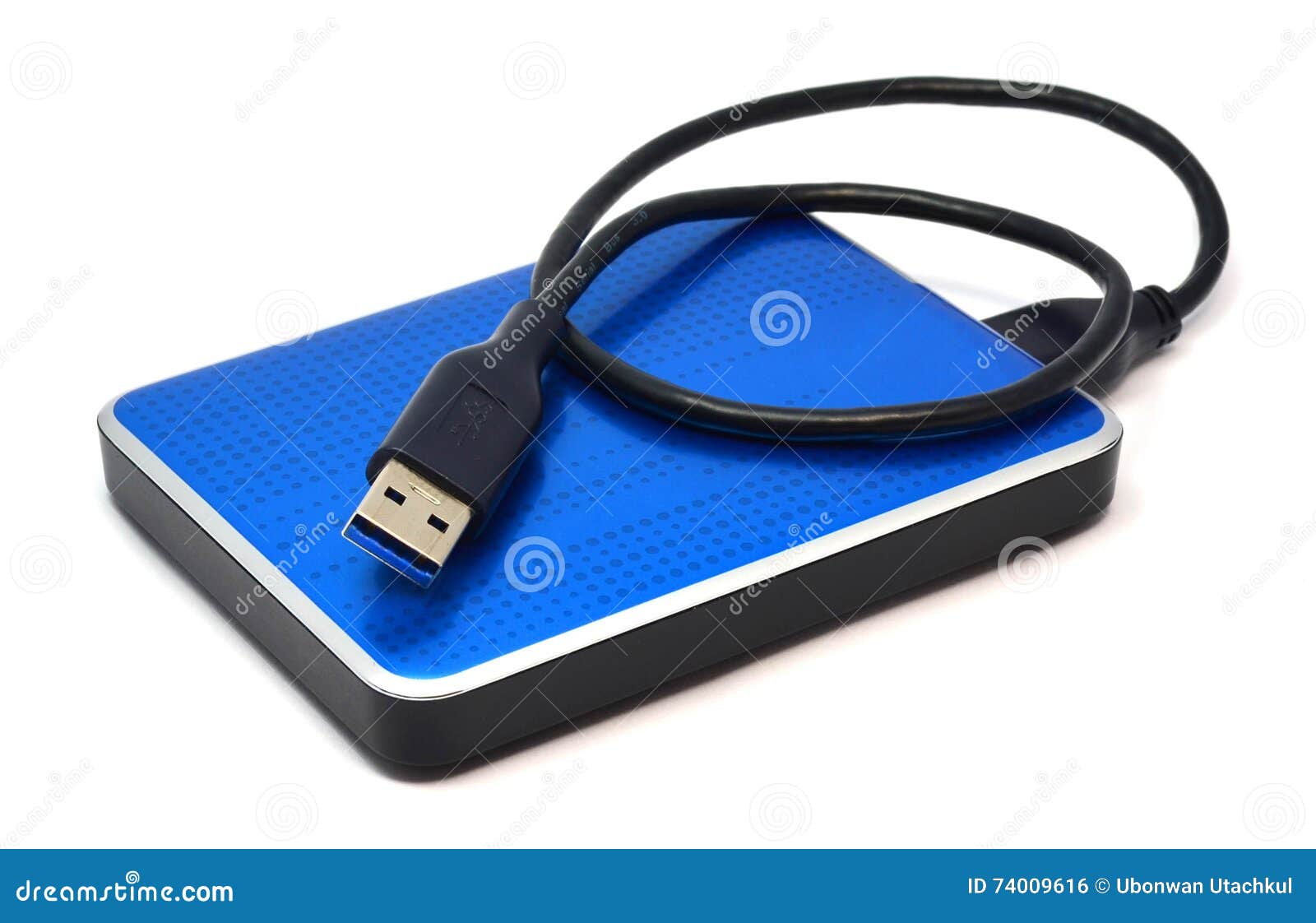 Blue External Hard Drive on White Background Stock Photo - Image of ...