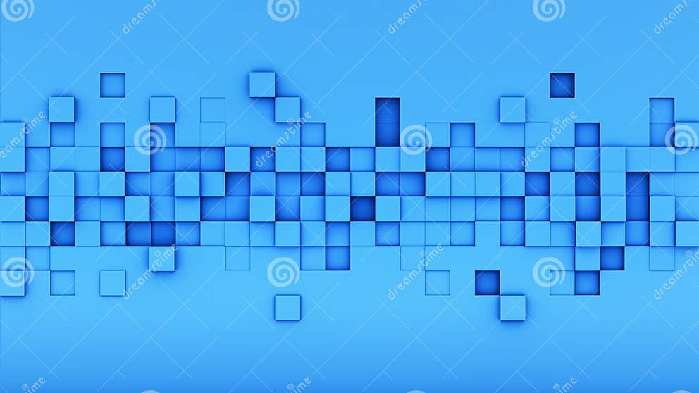 Blue Extruded Cubes Tile 3D Render Stock Illustration - Illustration of ...