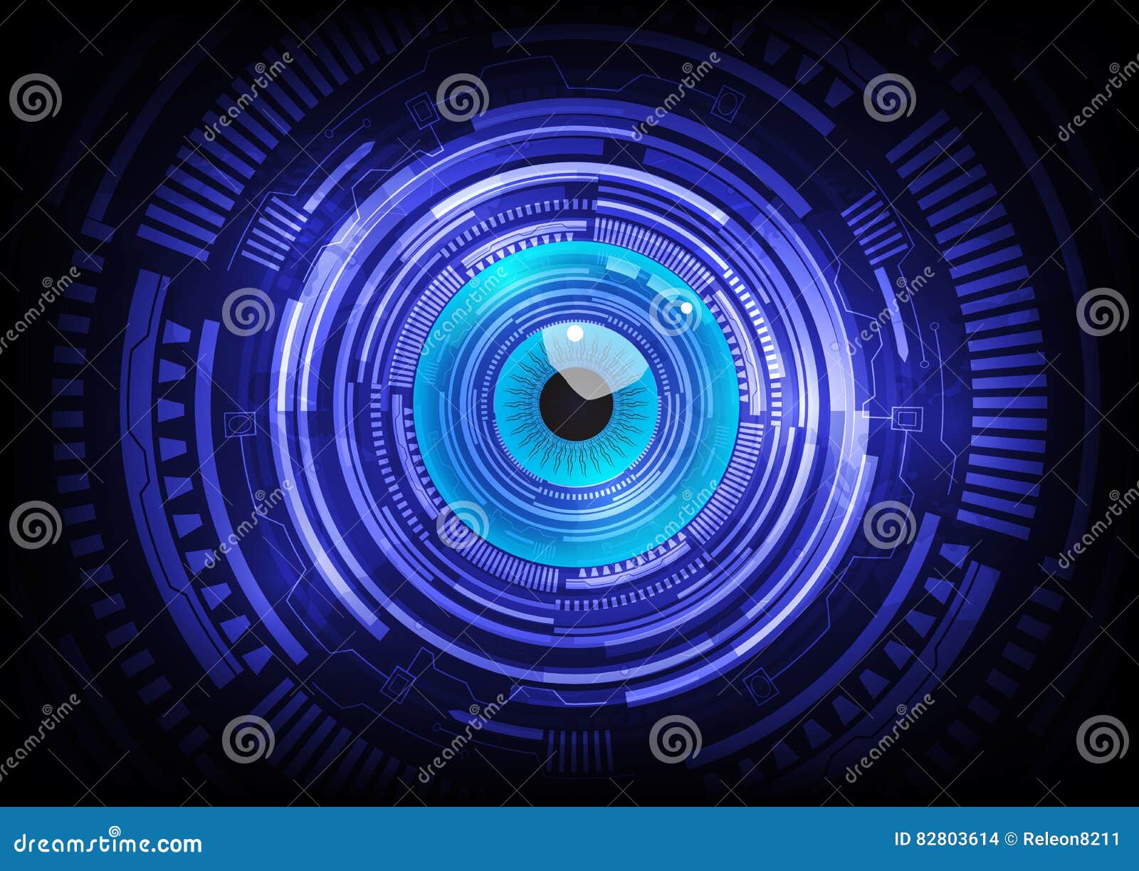 Blue Eye Ball Abstract Cyber Future Technology Stock Illustration ...