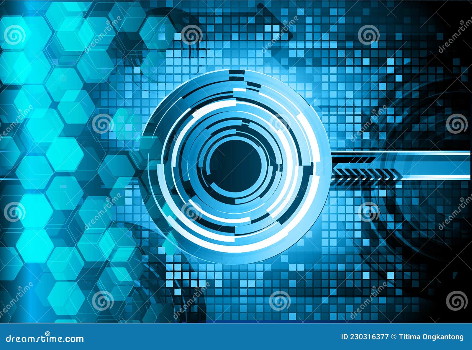 Blue Eye Cyber Circuit Future Technology Concept Background Stock ...