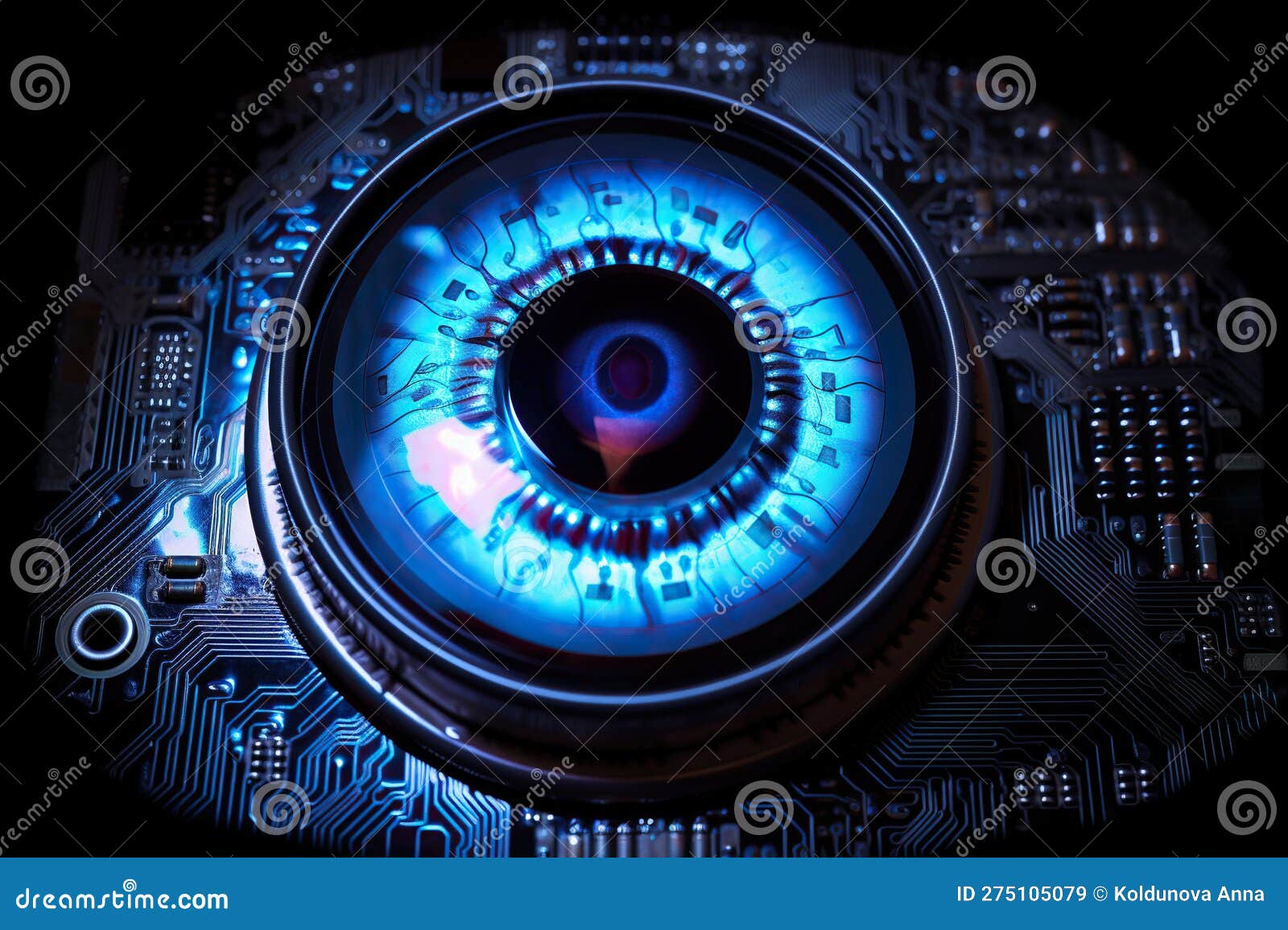 Blue Eye Designed As Central Processing Unit, Created with Generative ...