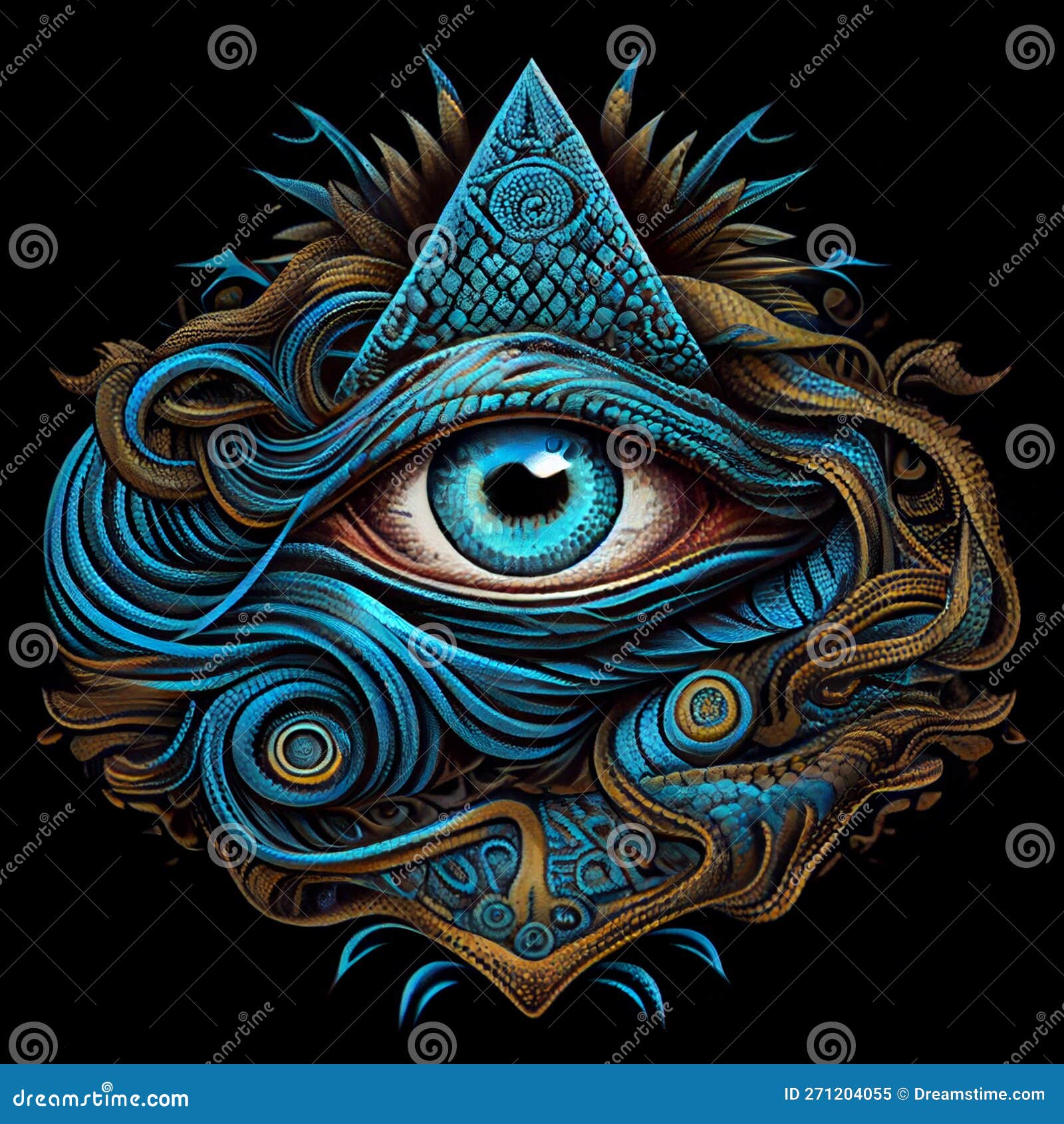 Blue Eye of Providence. All Seeing Eye of God. AI Generative Stock ...