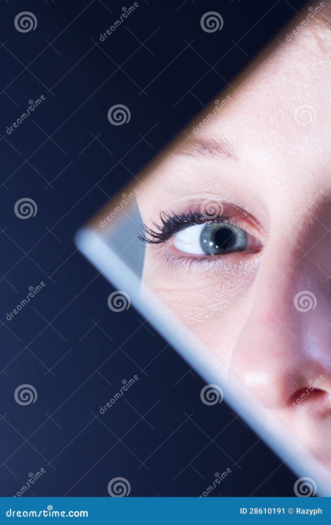 Blue eye reflection stock image. Image of mirror, blue - 28610191