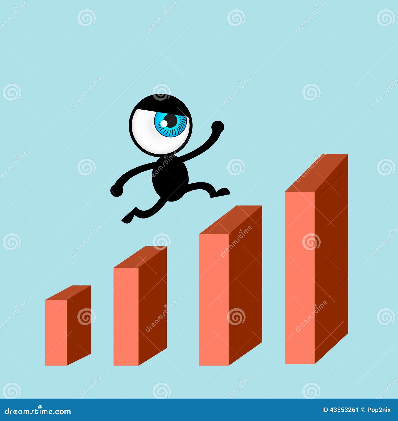 The Blue Eye Run on Bars Graph Stock Illustration - Illustration of ...