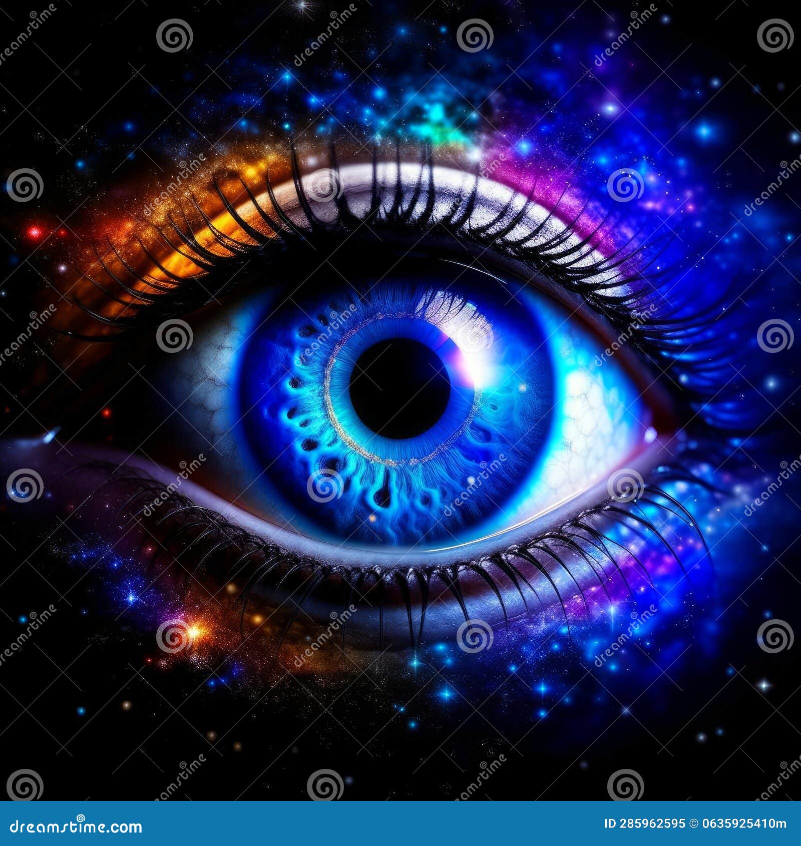 Blue eye in space. stock illustration. Illustration of light - 285962595