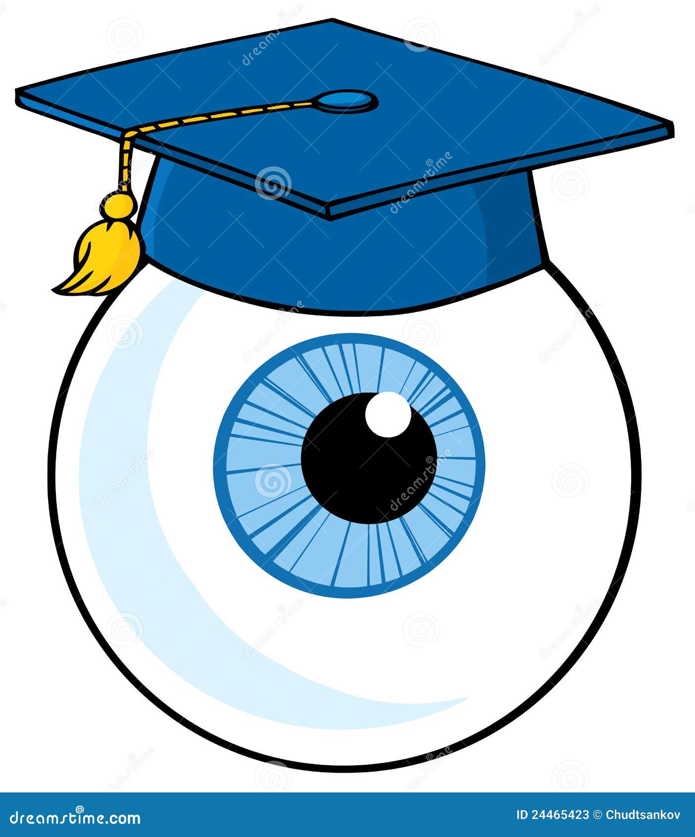 Blue Eyeball Wearing a Graduation Cap Stock Vector - Illustration of ...