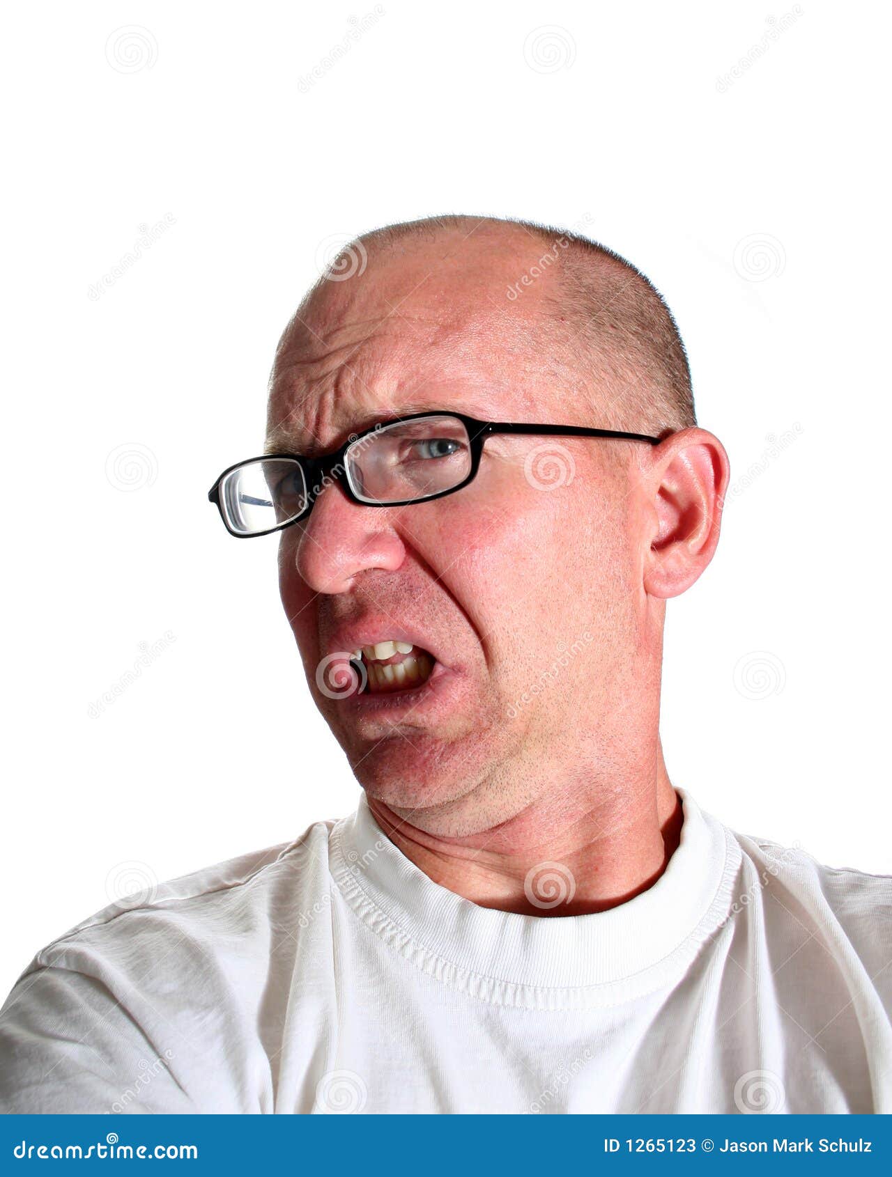 Blue Eyed Bald Man Disgusted Stock Image - Image of disgusted, male ...