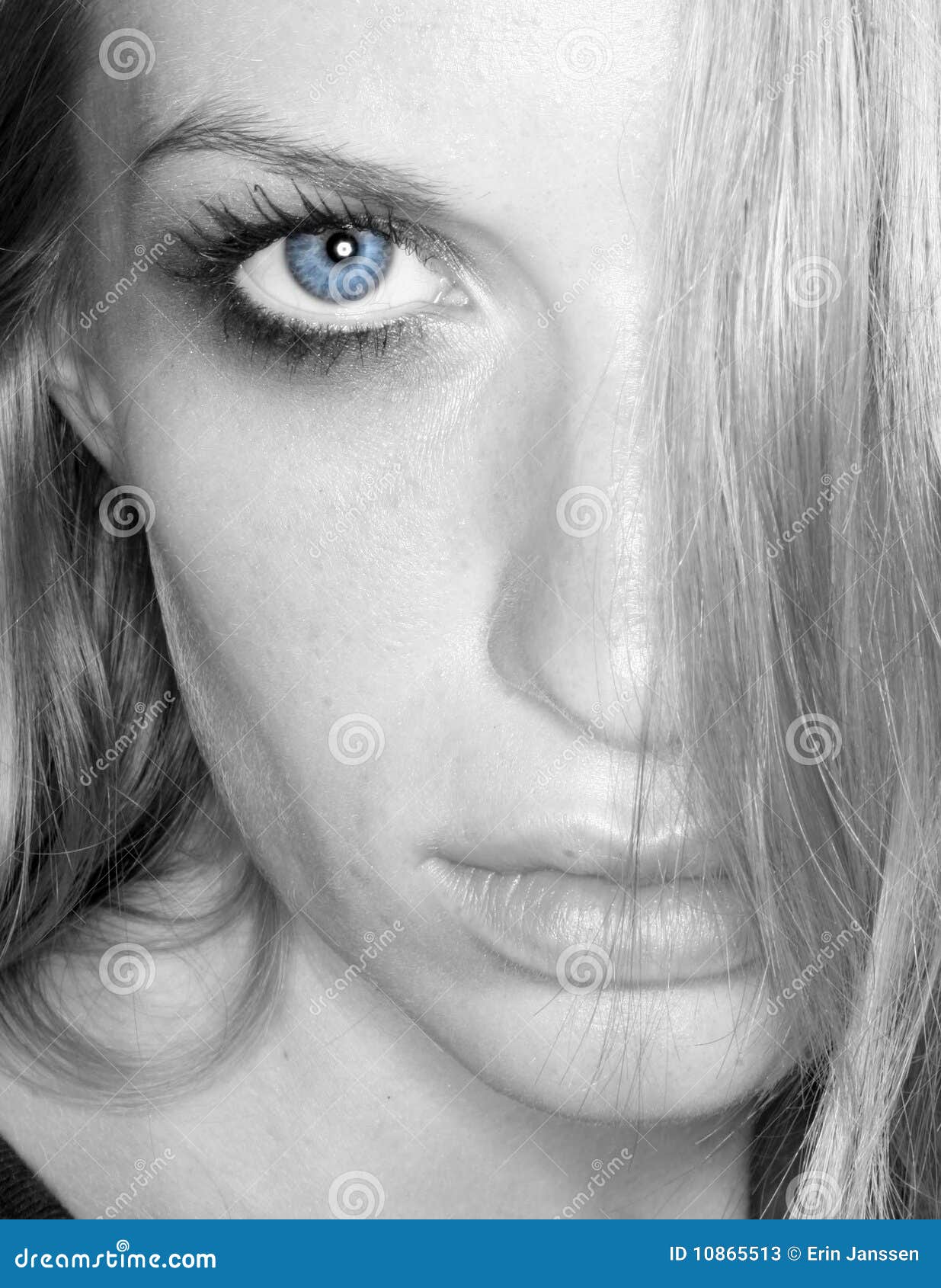 Blue eyed lady stock image. Image of human, girl, hair - 10865513